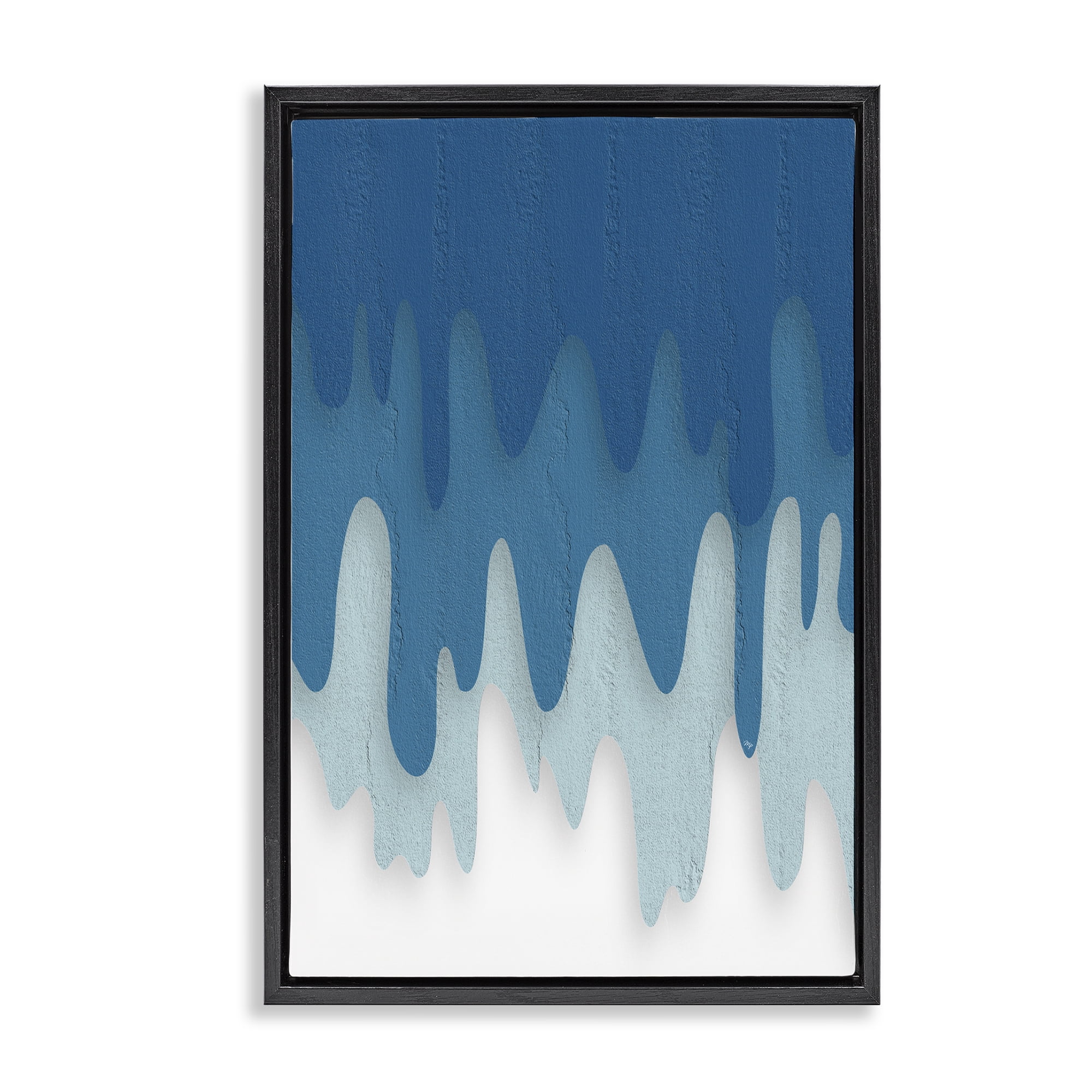 Stupell Industries Water Wave Fluid Contour Black Framed Floater Canvas ...