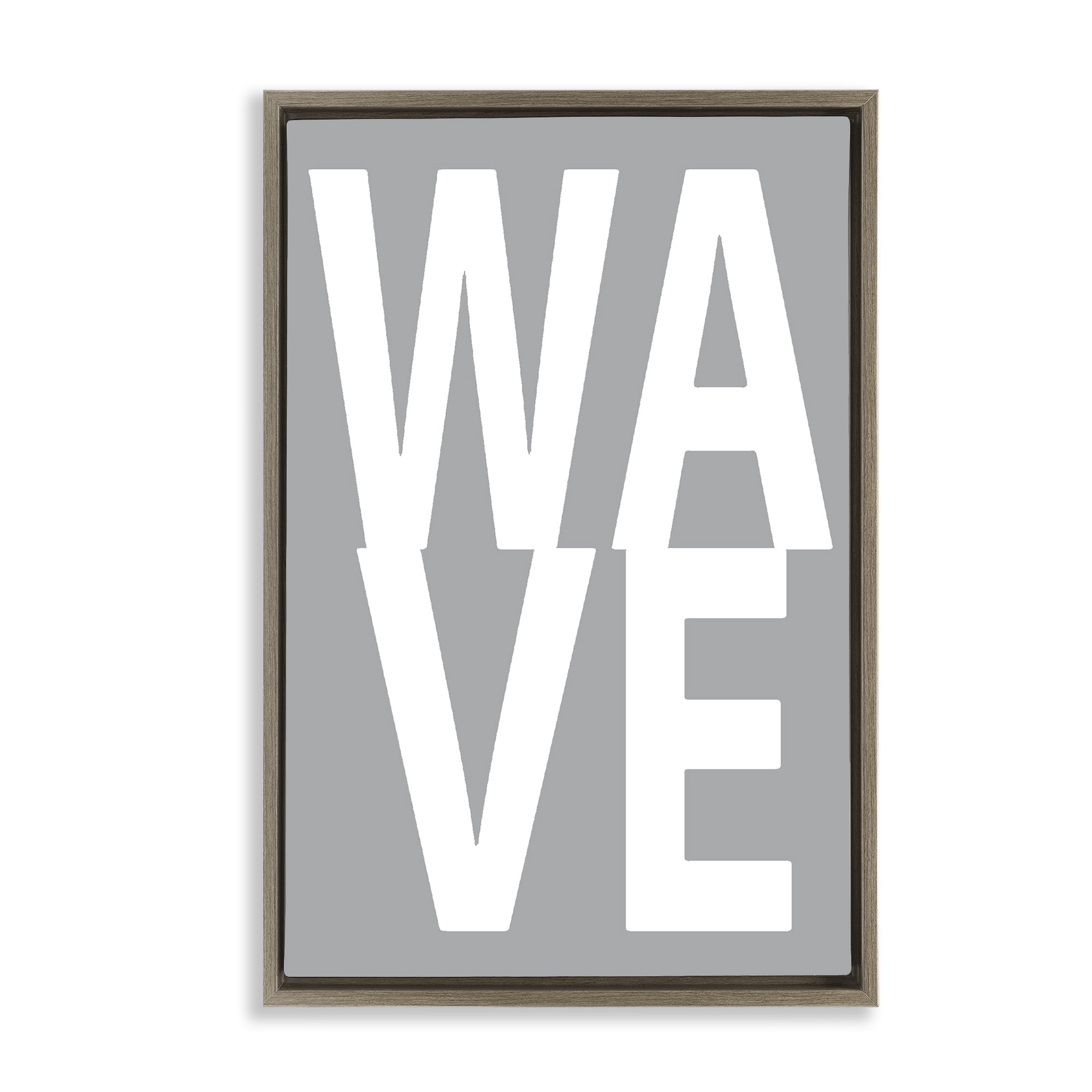 Stupell Industries Wave Word on Grey Typography Painting Brown Floater ...