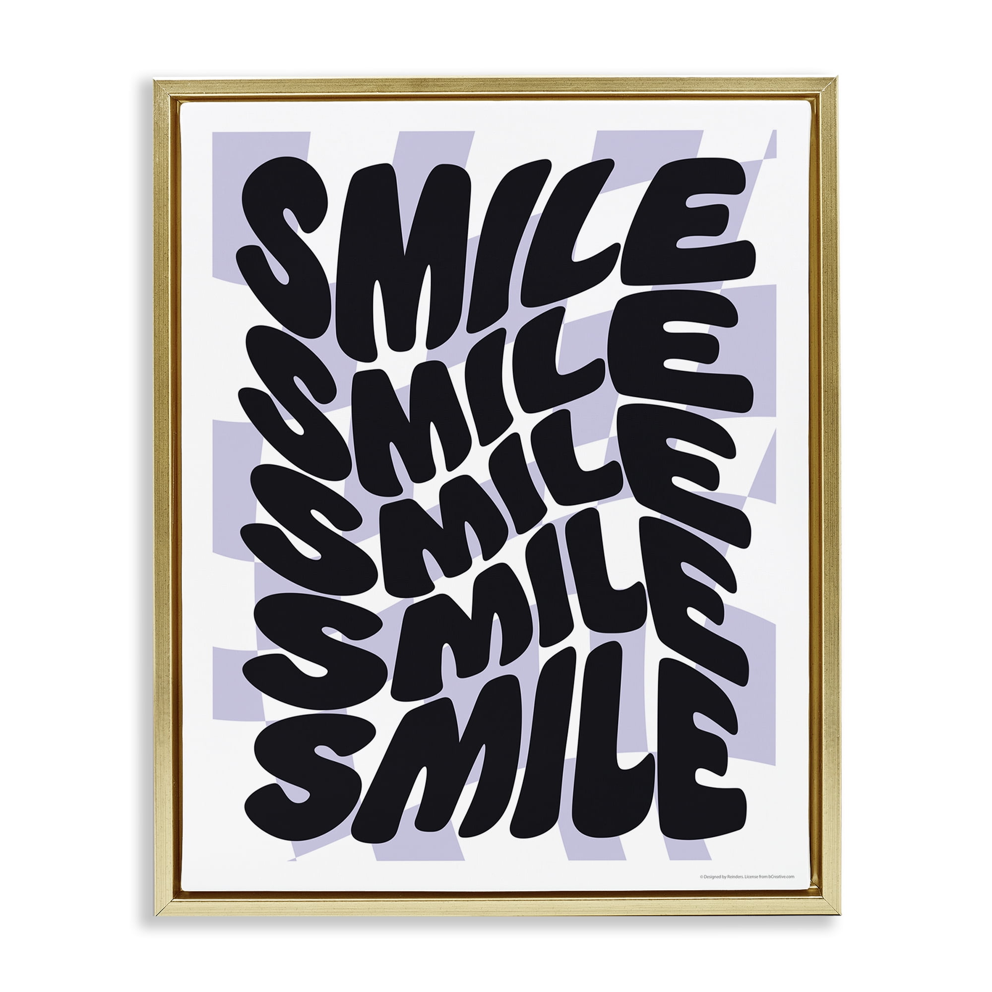 Stupell Industries Wavy Smile Typography Text & Numbers Painting Gold ...
