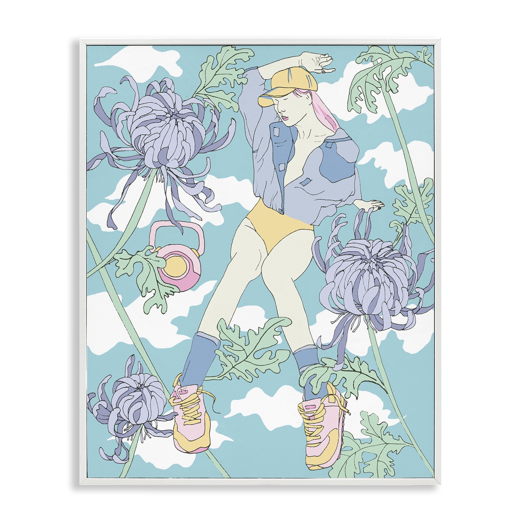 Stupell Industries Weight Trainer & Chrysanthemums People Painting ...