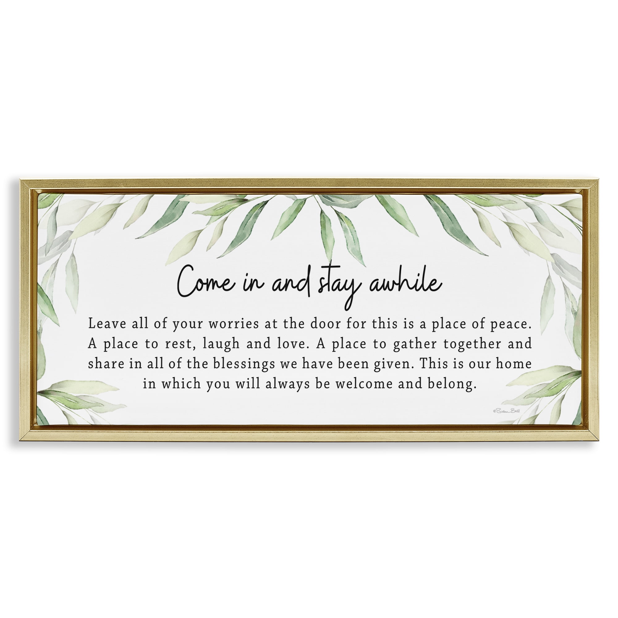 Stupell Industries Welcome & Belong Sentiment Plants & Flowers Painting ...