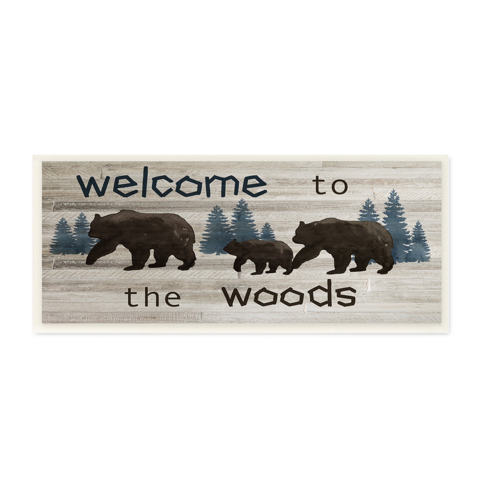 Stupell Industries Welcome To Wood Rustic Bears Forest Design Graphic ...