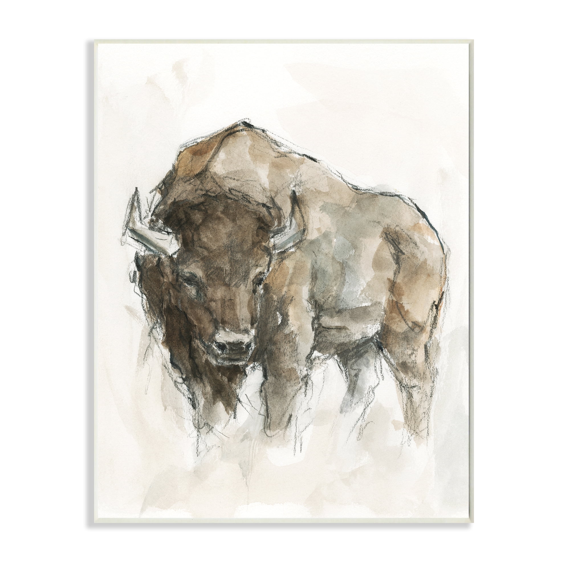 Stupell Industries Western Buffalo Lithograph Print on MDF, 10 x 15 ...
