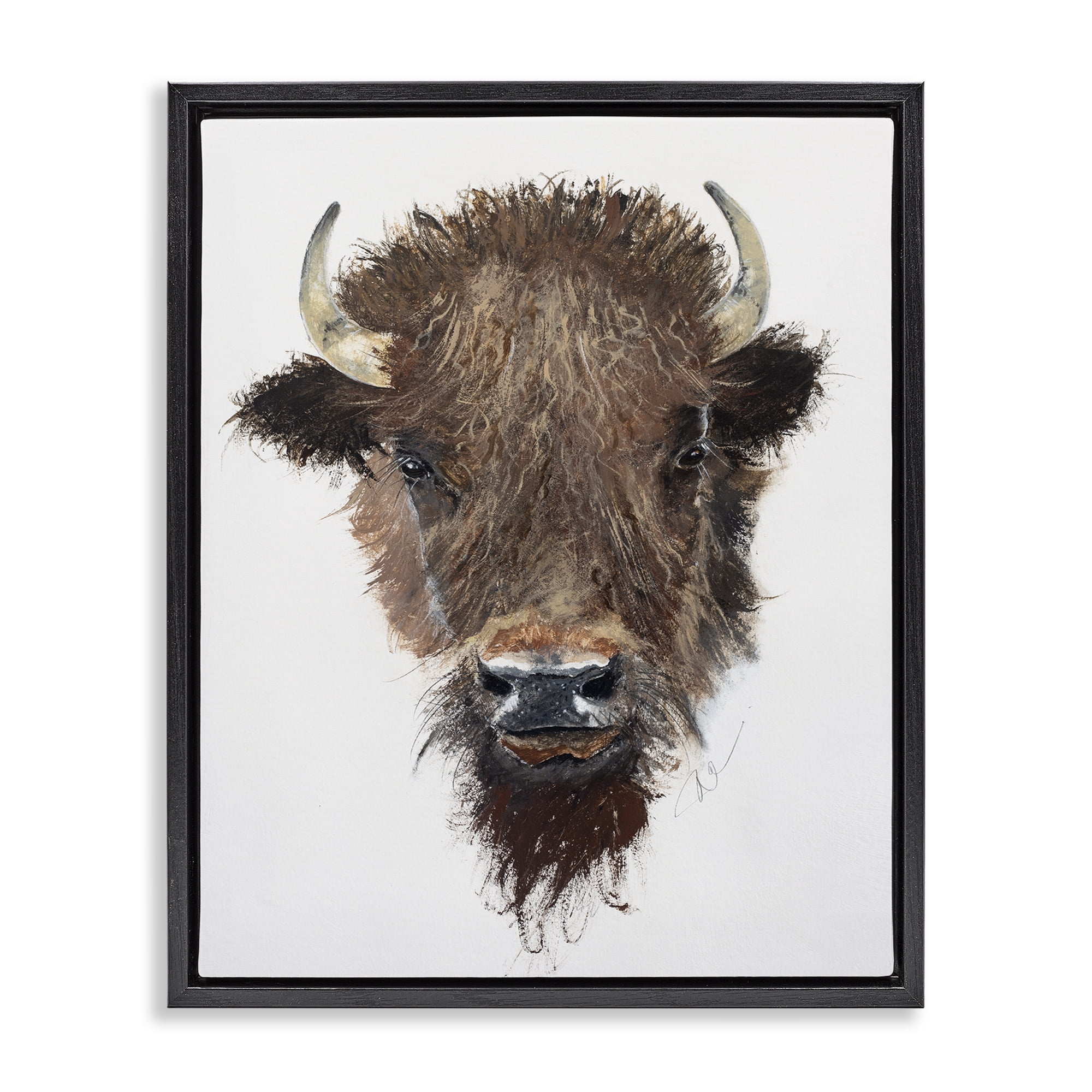 Stupell Industries Western Bison Visage Animals Painting Black Floater ...