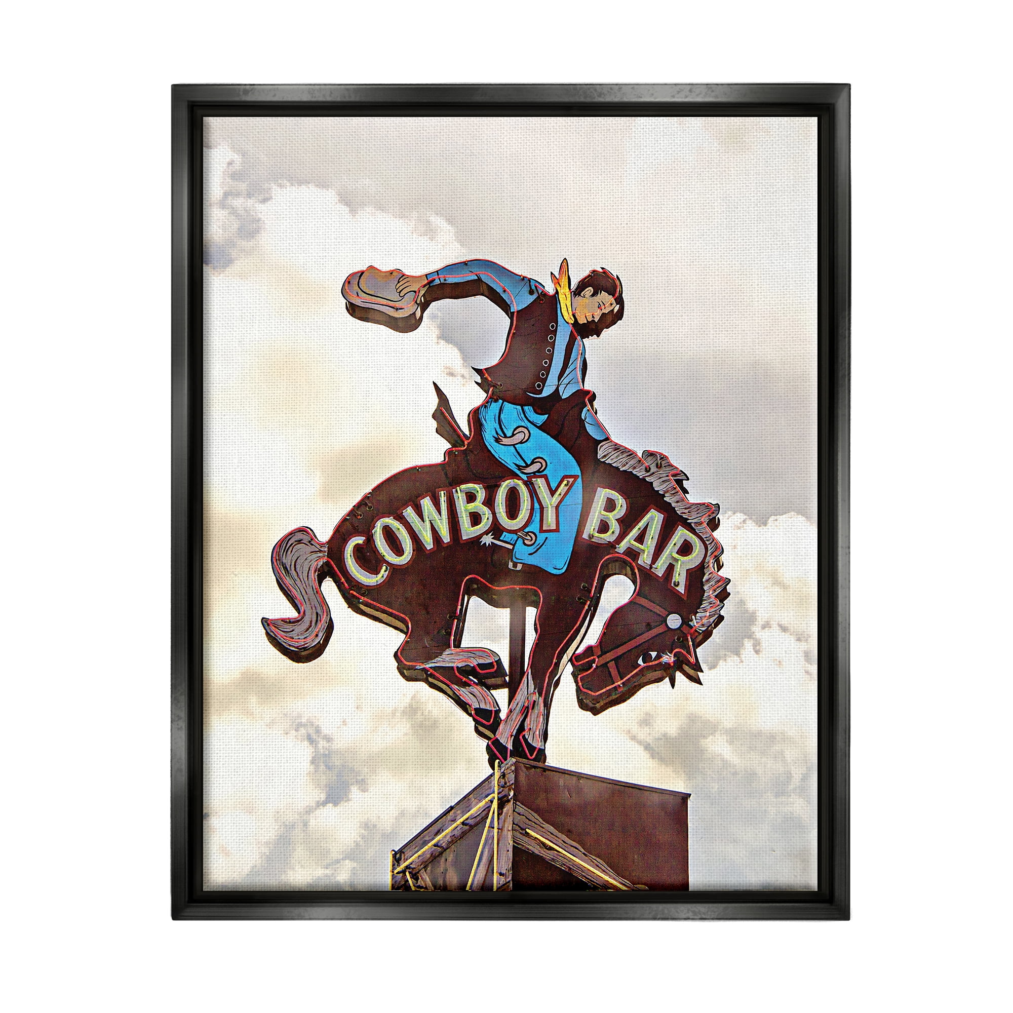 Stupell Industries Western Cowboy Bar Sign Abstract Painting Black ...