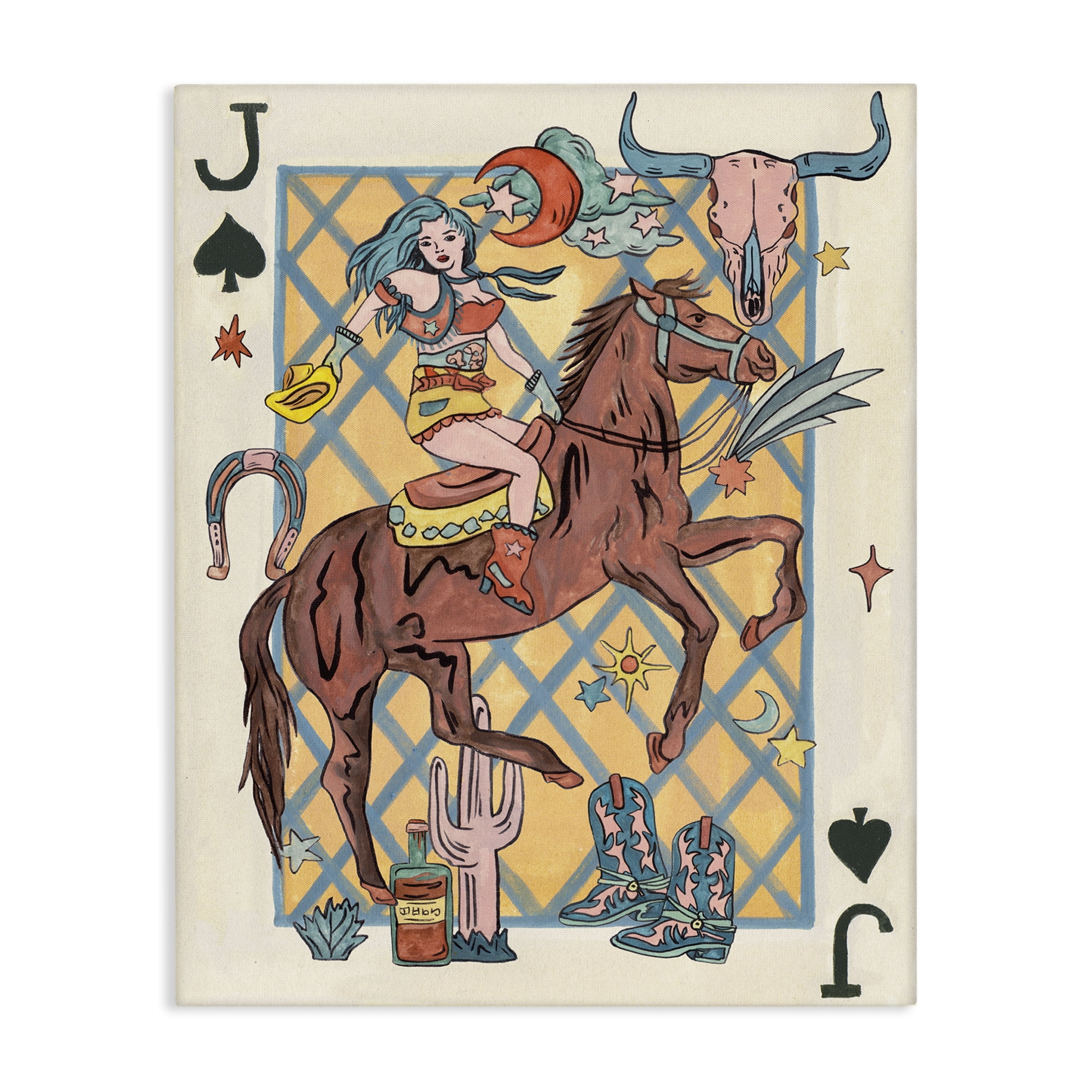 Stupell Industries Western Cowgirl Playing Card Entertainment Painting ...