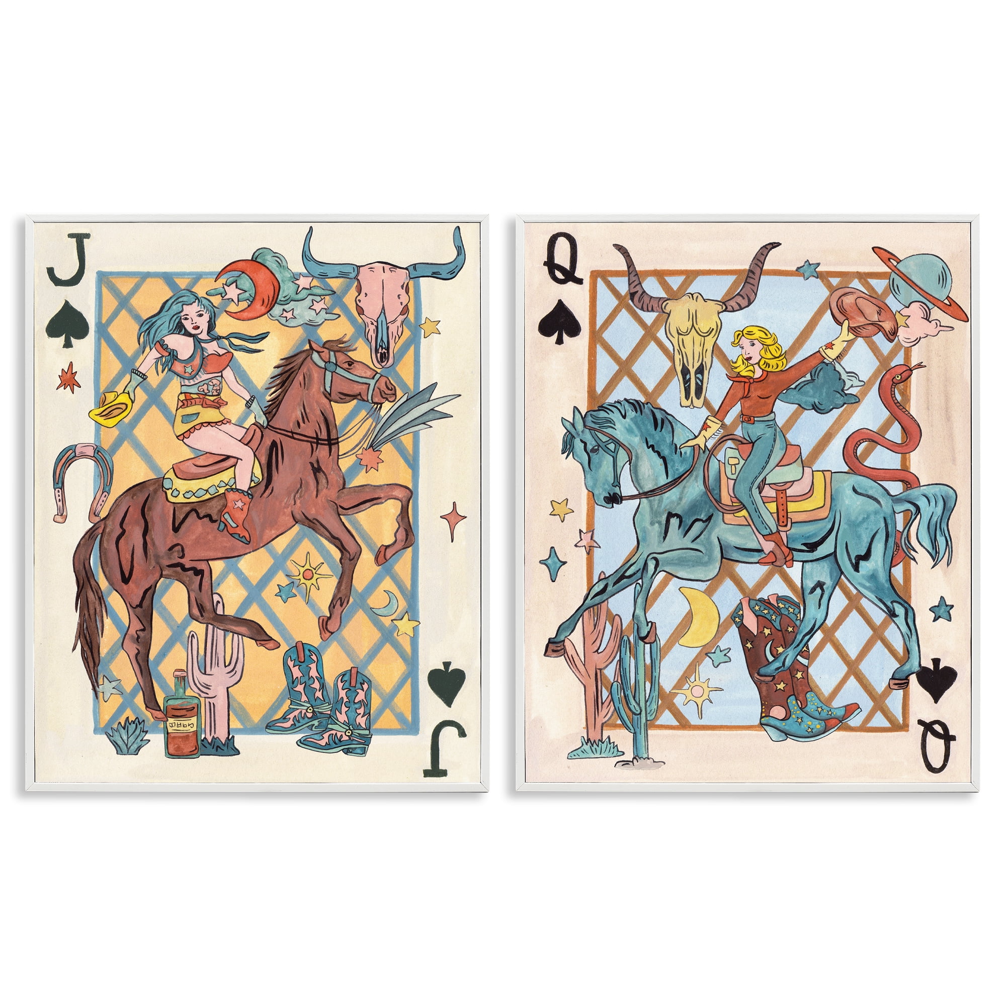 Stupell Industries Western Cowgirl Playing Cards Entertainment Painting ...