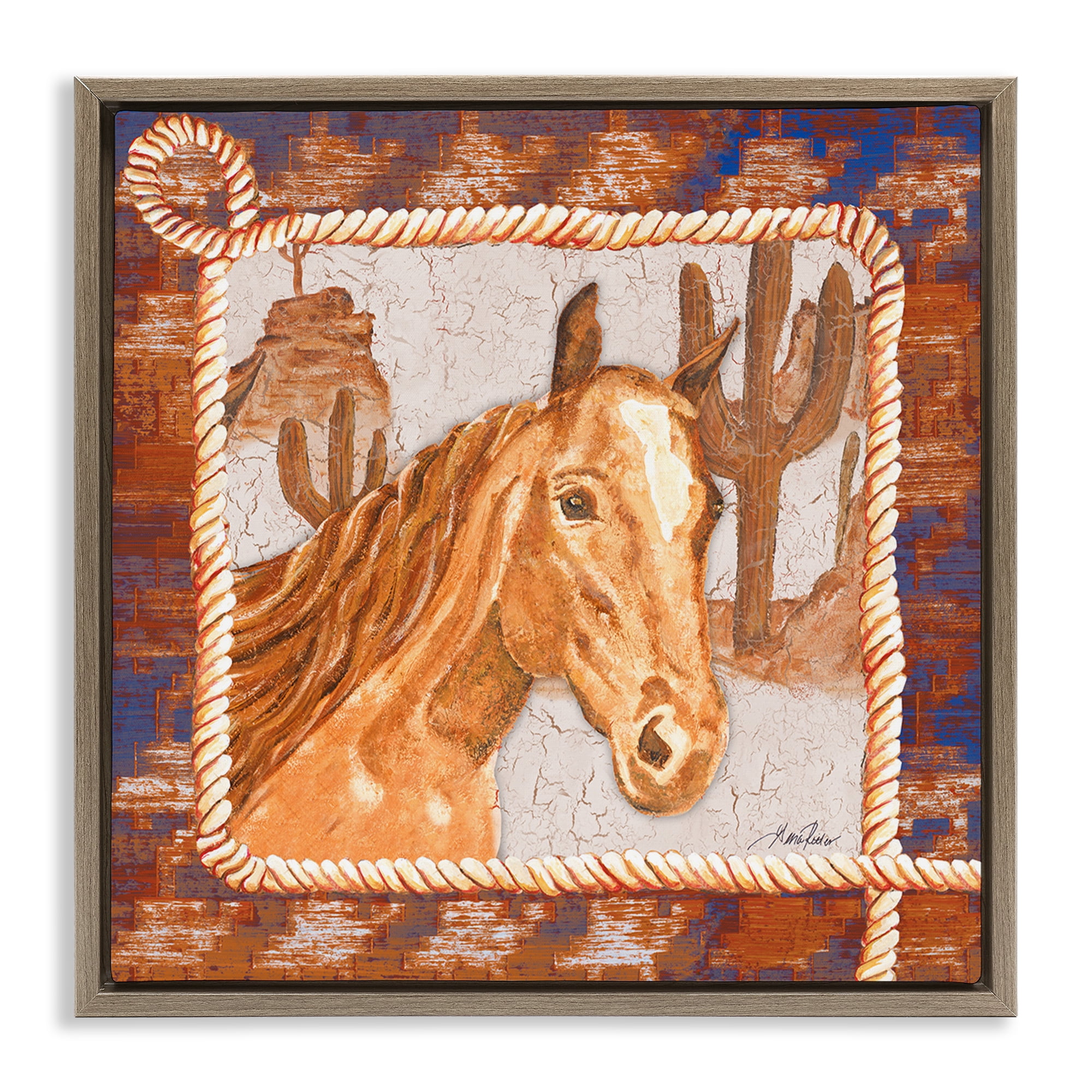 Stupell Industries Western Desert Horse Landscape Painting Brown ...