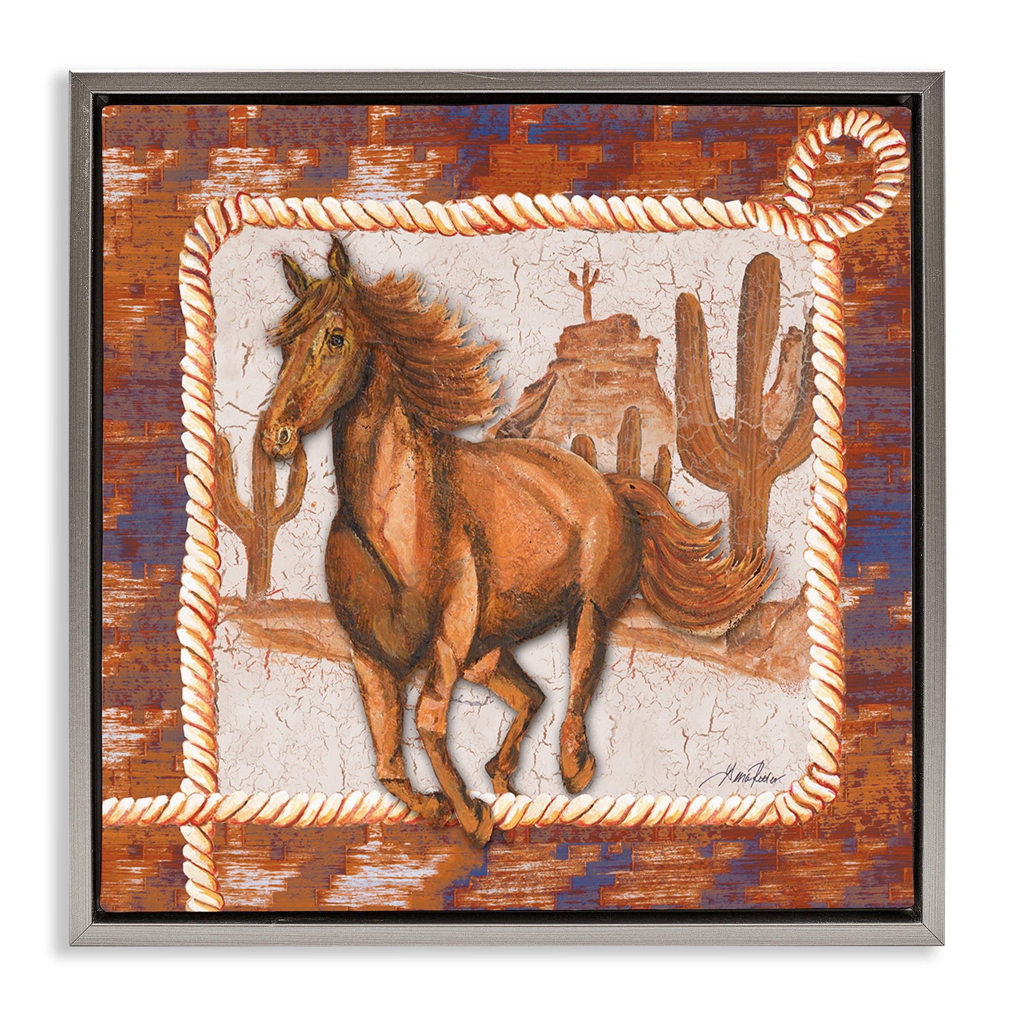 Stupell Industries Western Horse in Desert Landscape Painting Gray ...