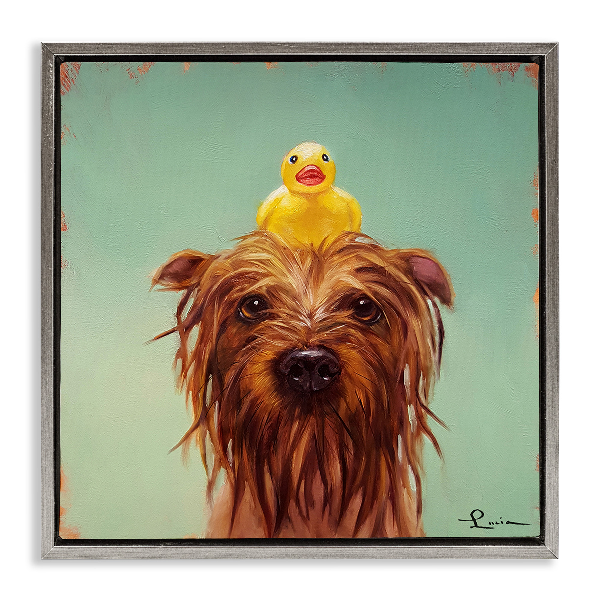 Stupell Industries Wet Dog with a Rubber Ducky Animals & Insects ...