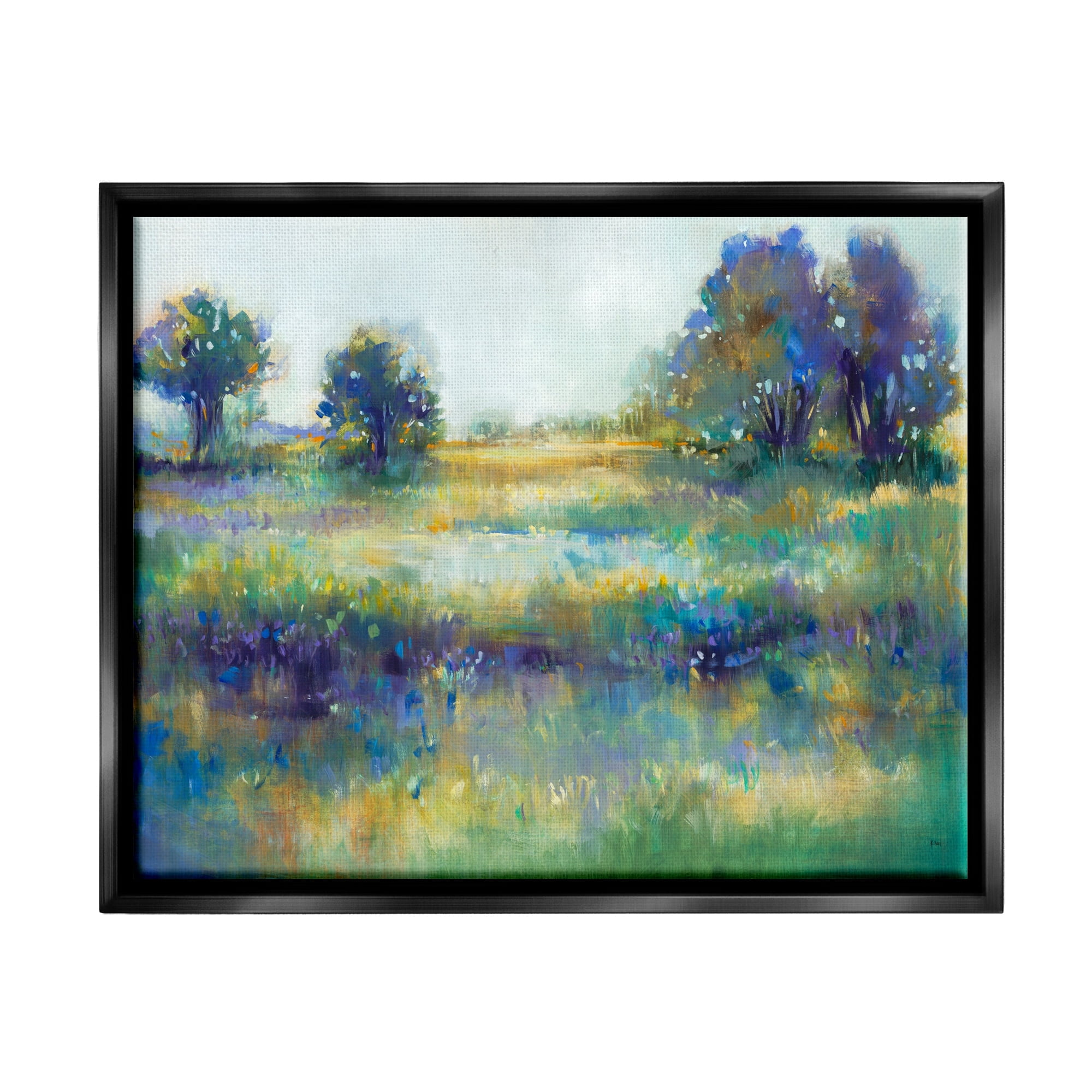 Stupell Industries Wetland Watercolor Landscape Abstract Blue Green ...