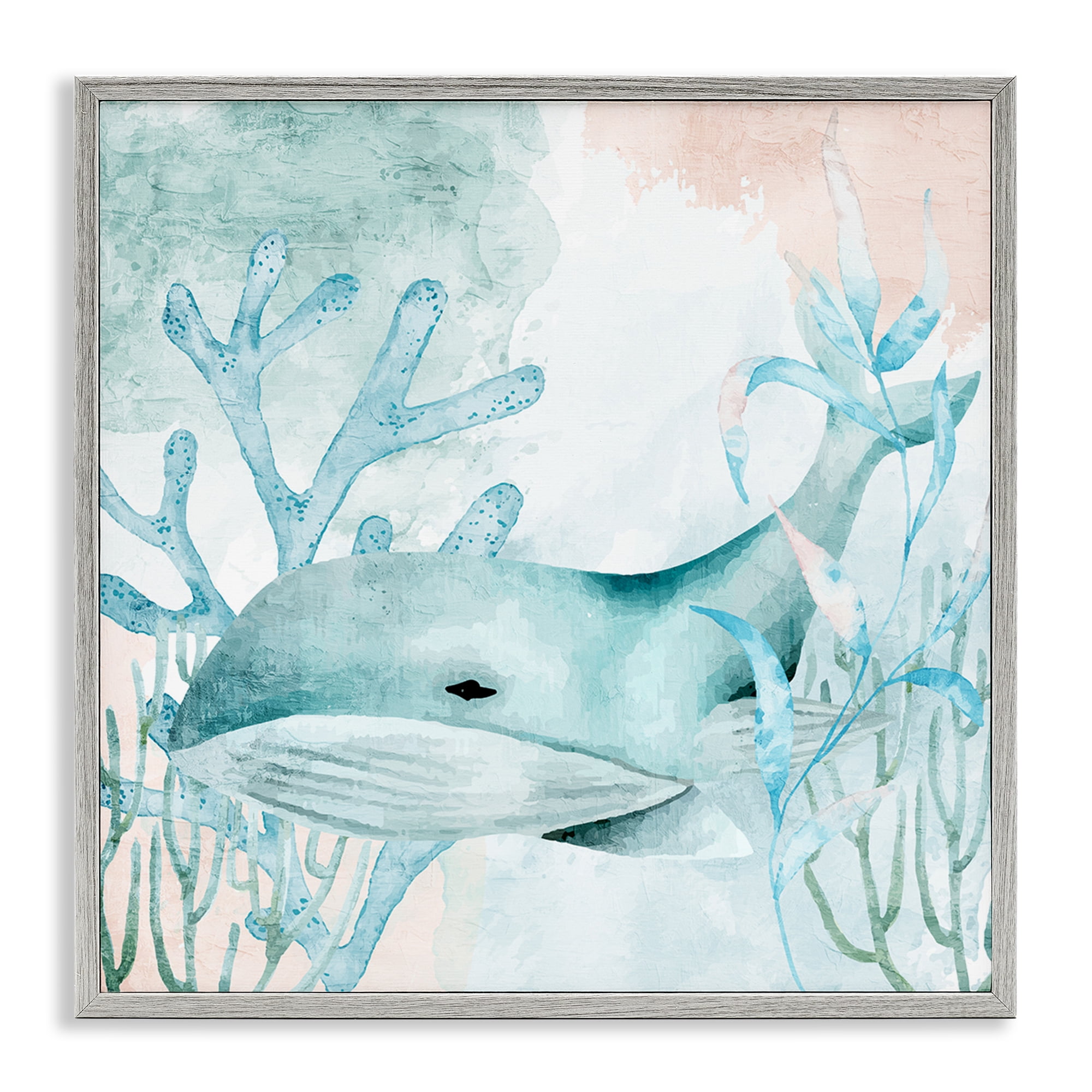 Stupell Industries Whale Sea Swim Gray Framed Giclee Art, design by Kim ...