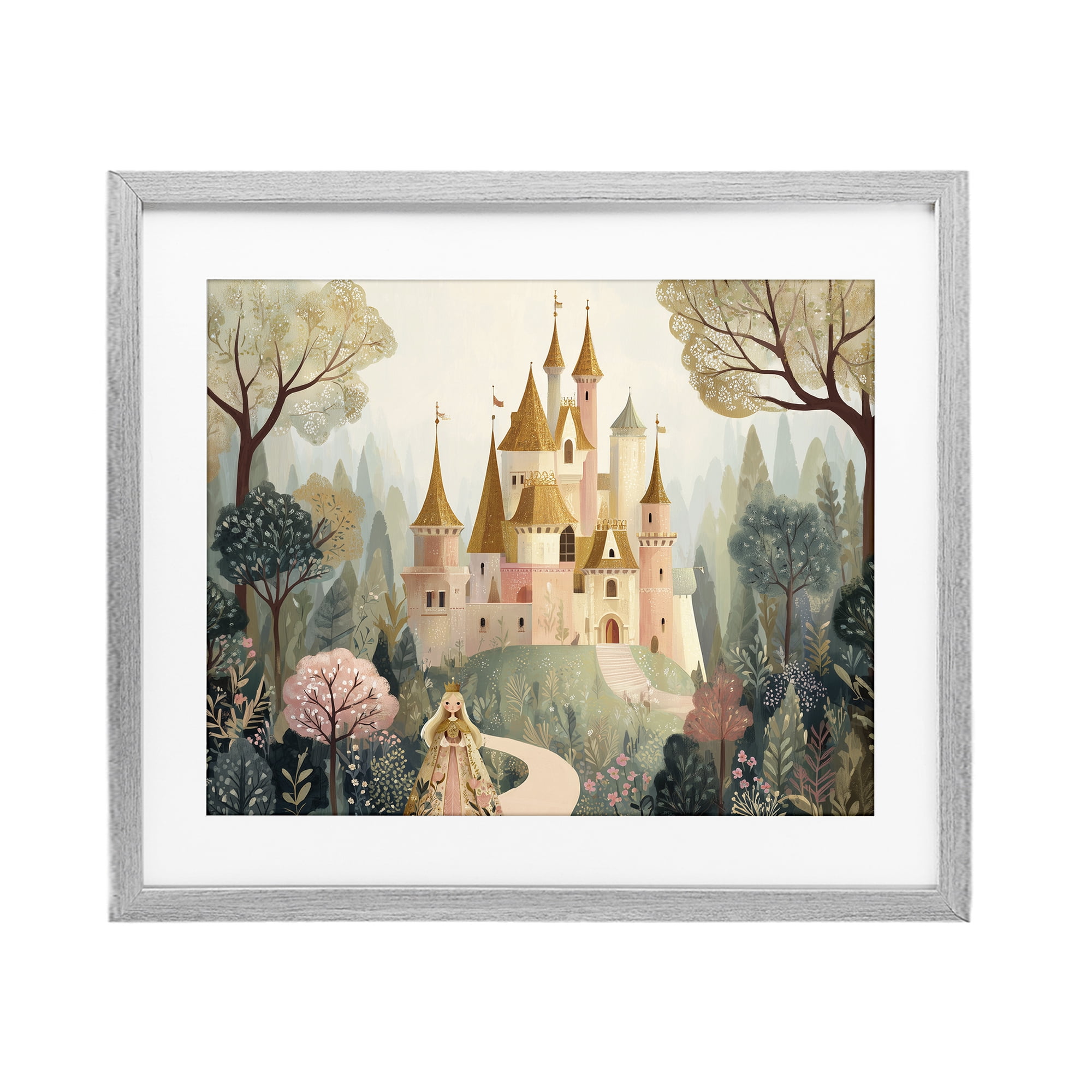 Stupell Industries Whimsical Castle Path Gray Framed Print Under Glass ...