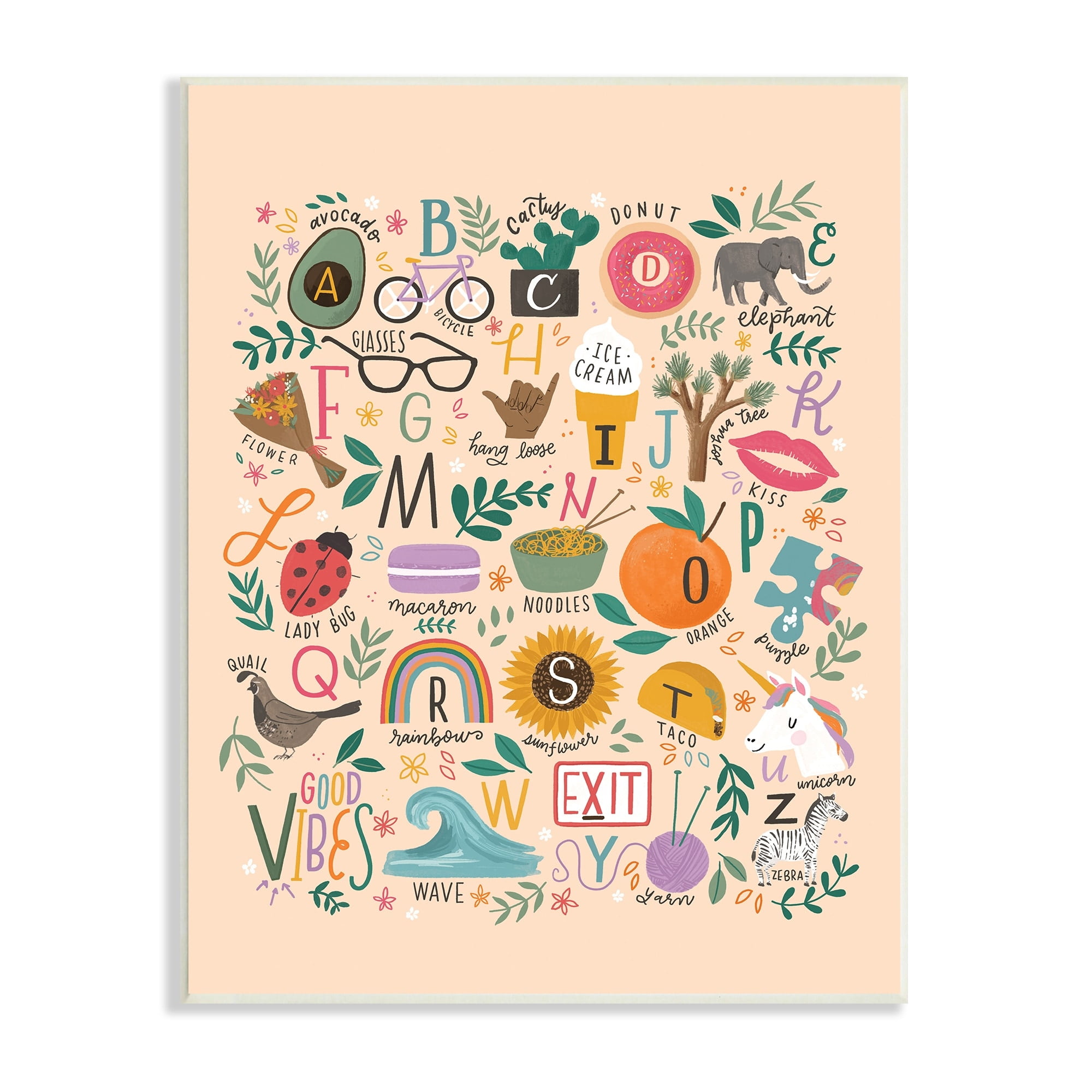 Stupell Industries Whimsical Kid's Alphabet Playful ABC Illustrations ...