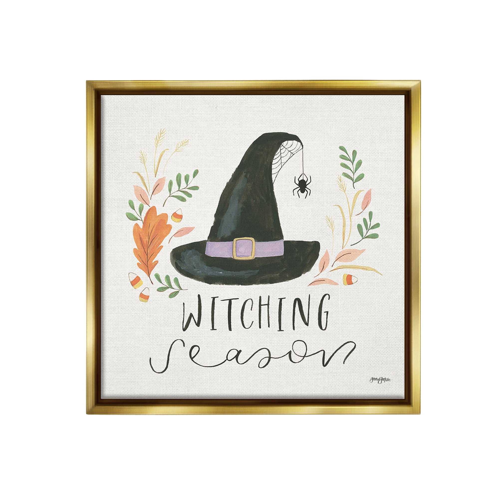 Stupell Industries Whimsical Witching Season Holiday Painting Gold ...