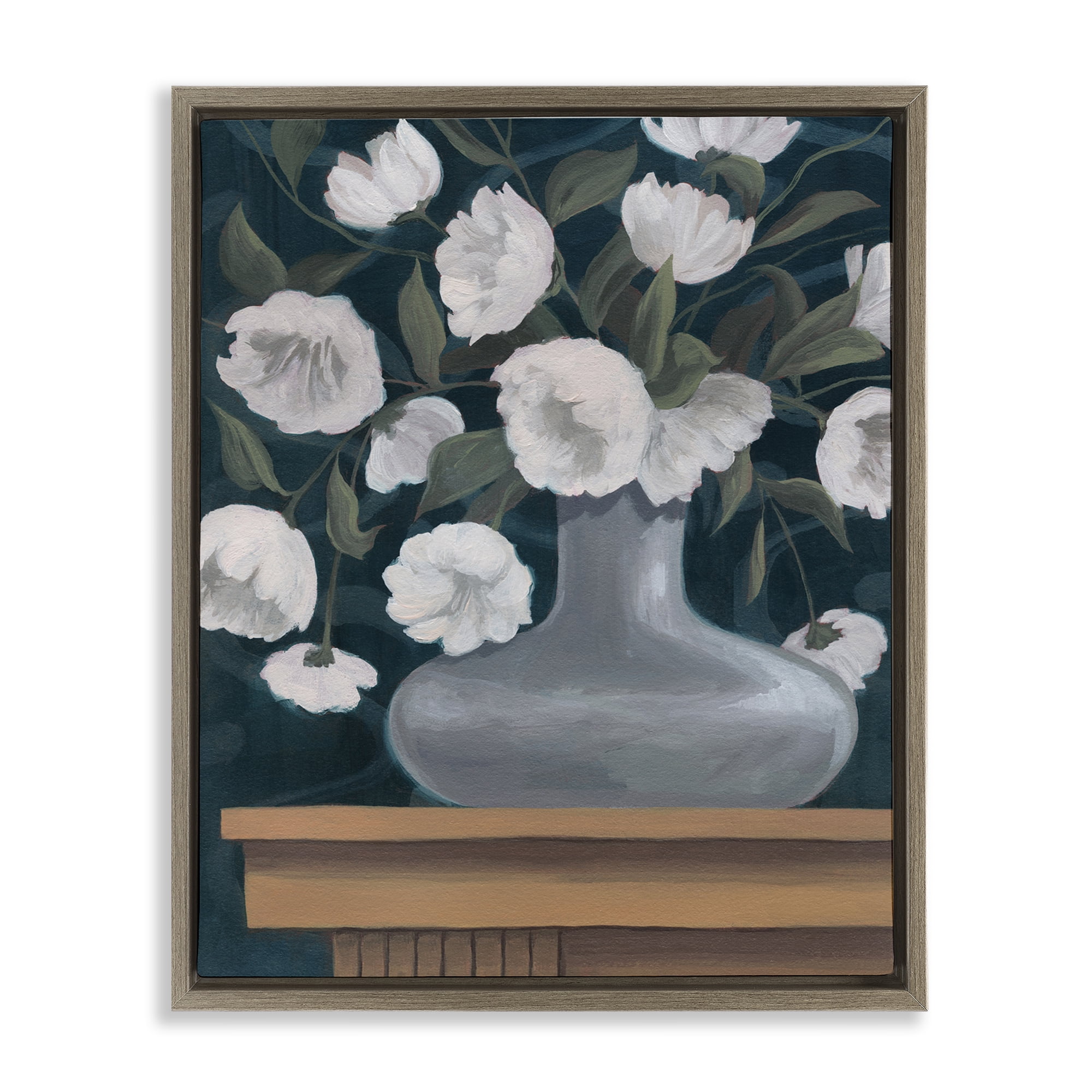Stupell Industries White Flowers in Round Vase Plants & Flowers ...