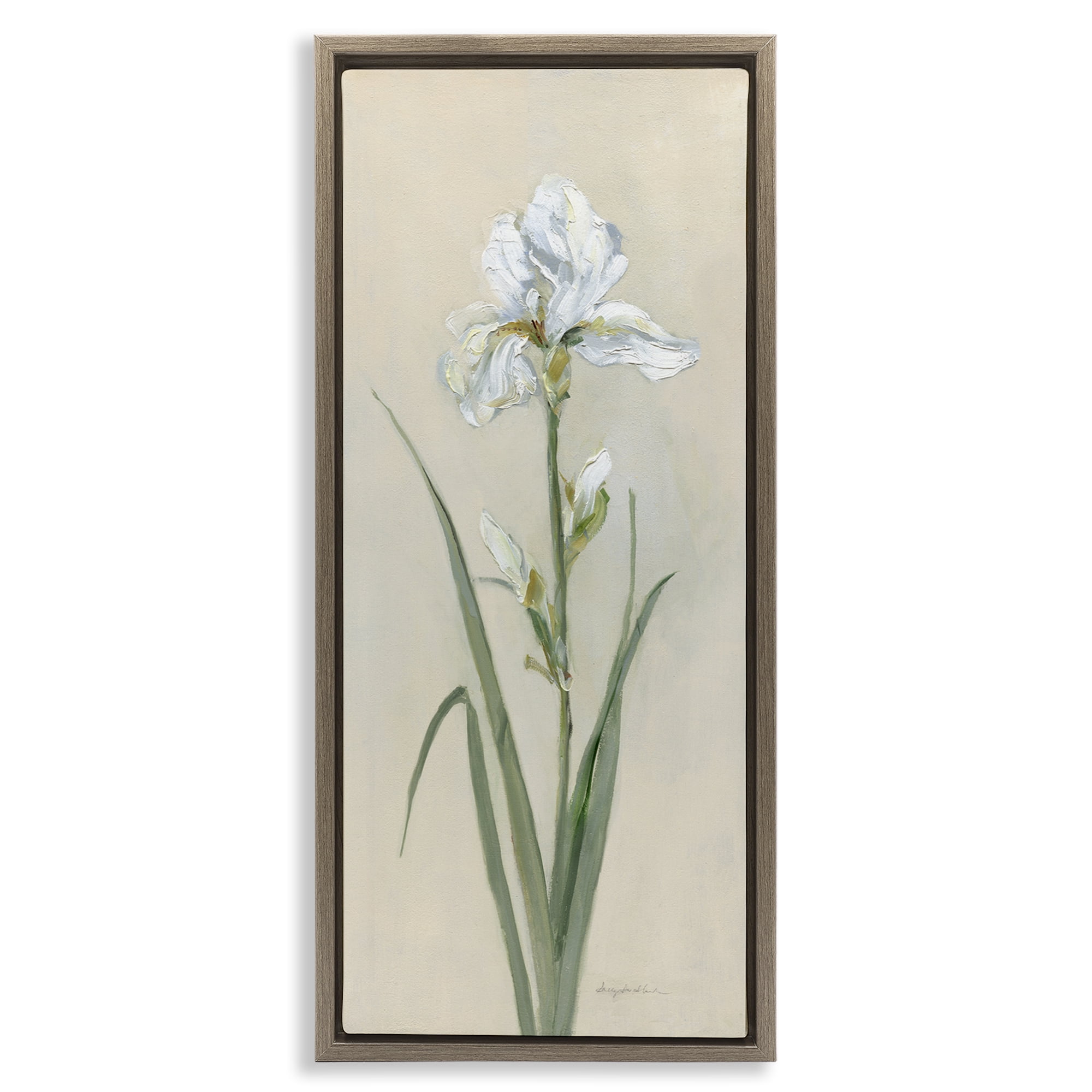 Stupell Industries White Iris on Beige Plants & Flowers Painting Brown ...