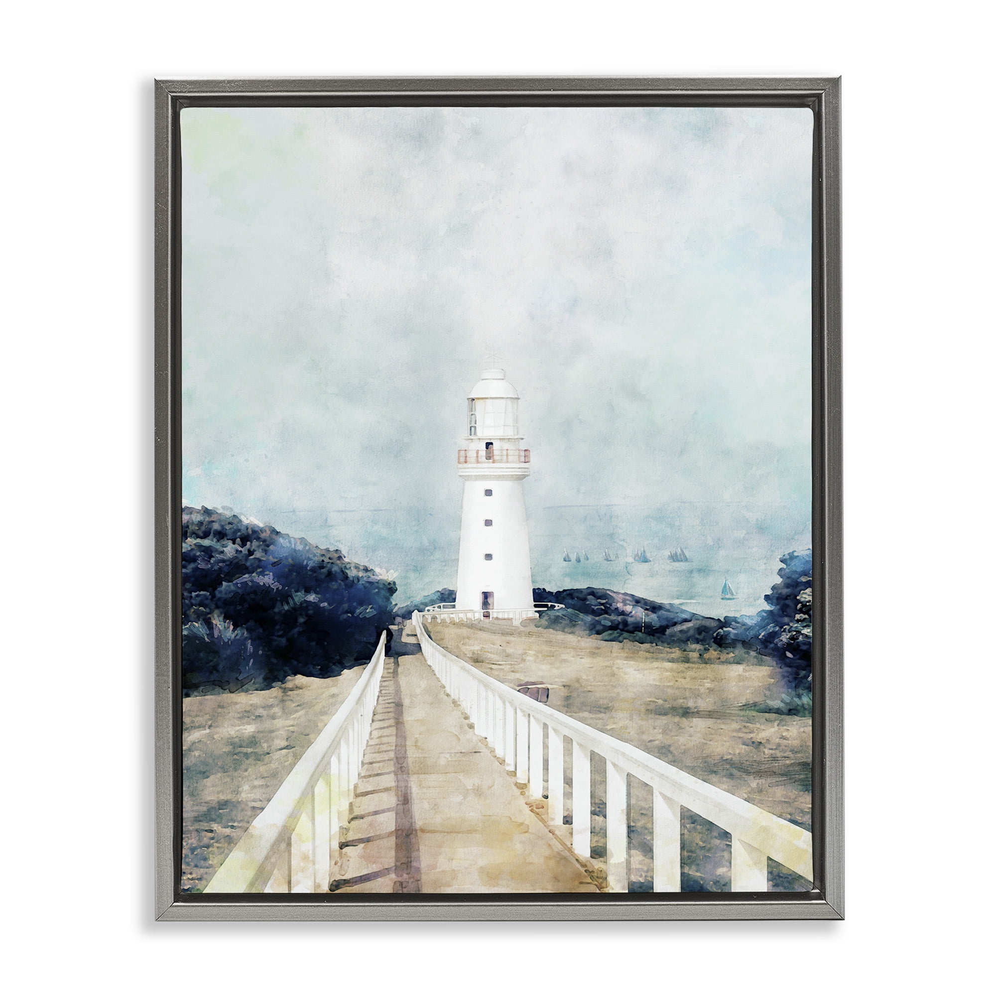 Free Shipping! Stupell Industries White Lighthouse Nautical Canvas Art ...