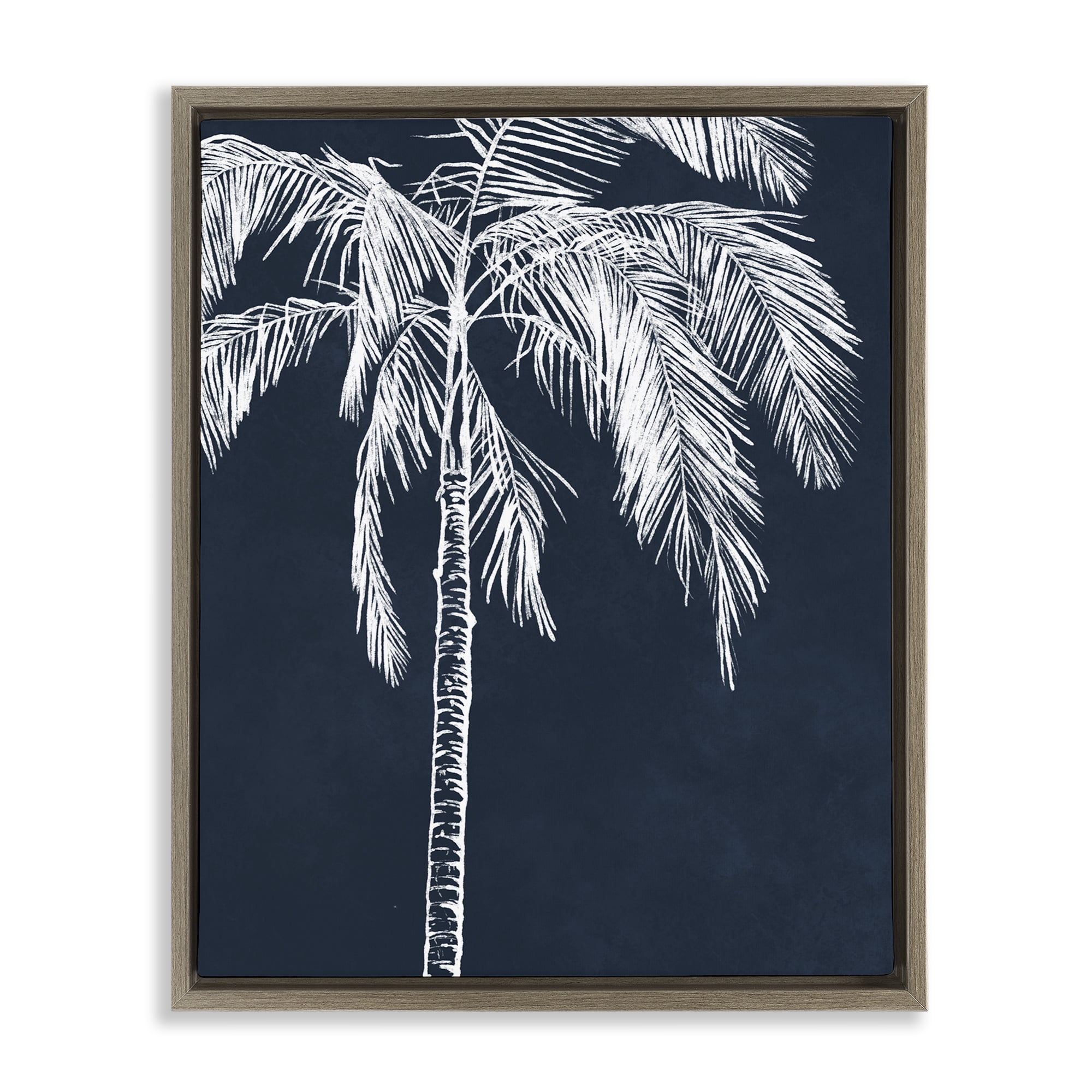 Stupell Industries White Outline Palm Tree Plants & Flowers Painting ...