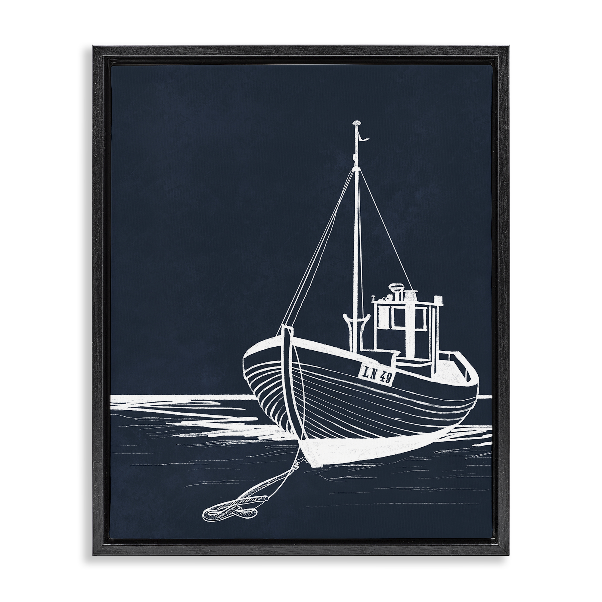 Stupell Industries White Outline Sailboat Transportation Painting Black ...