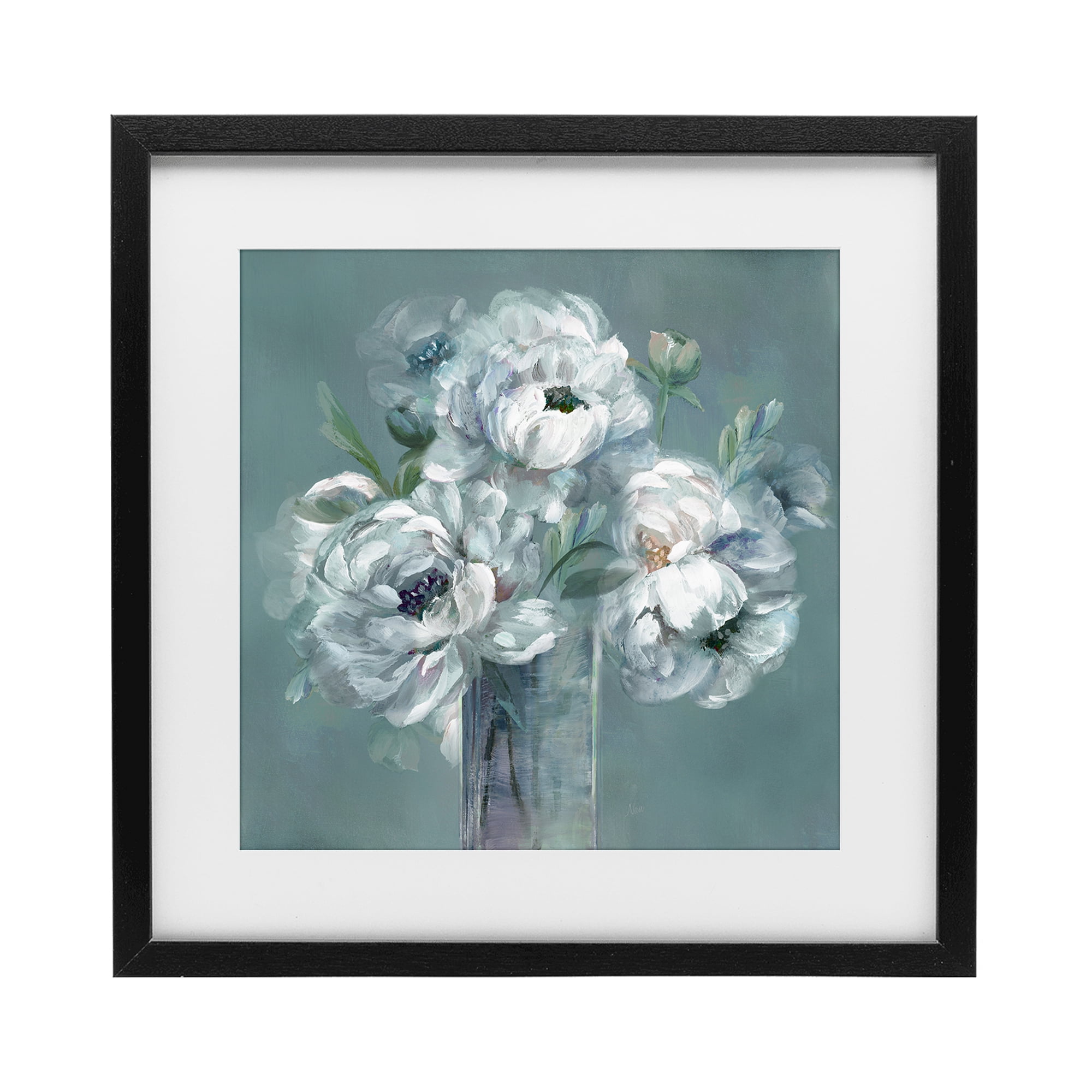 Stupell Industries White Peony Impression in Vase Black Framed Print ...