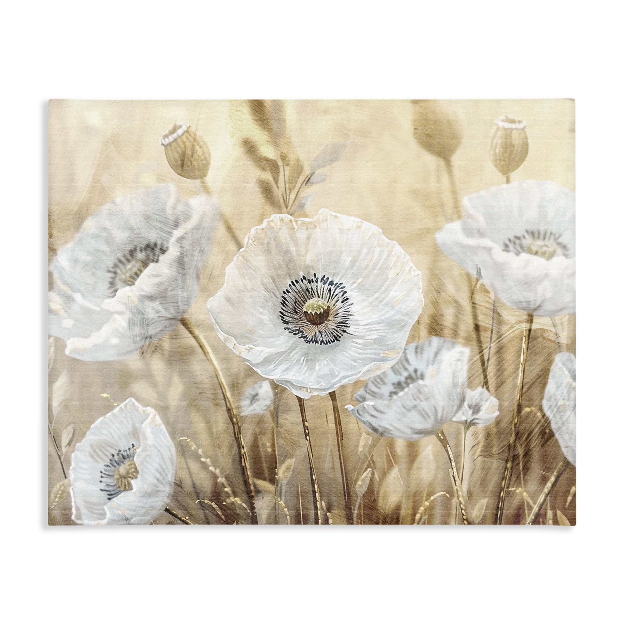 Stupell Industries White Poppies Beige Field Canvas Wall Art, design by ...