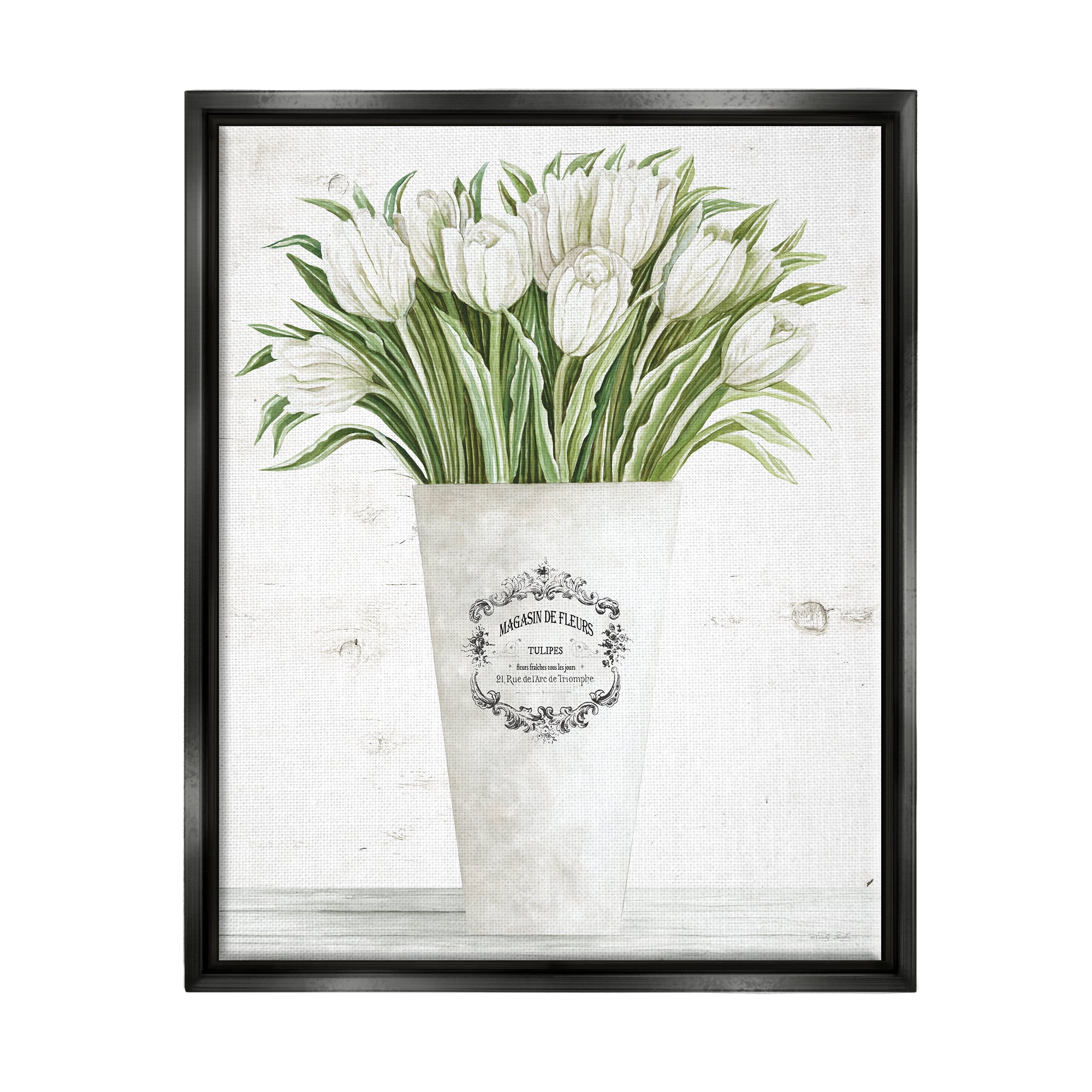 Stupell Industries White Tulip Bouquet in Parisian Vase Floral ...