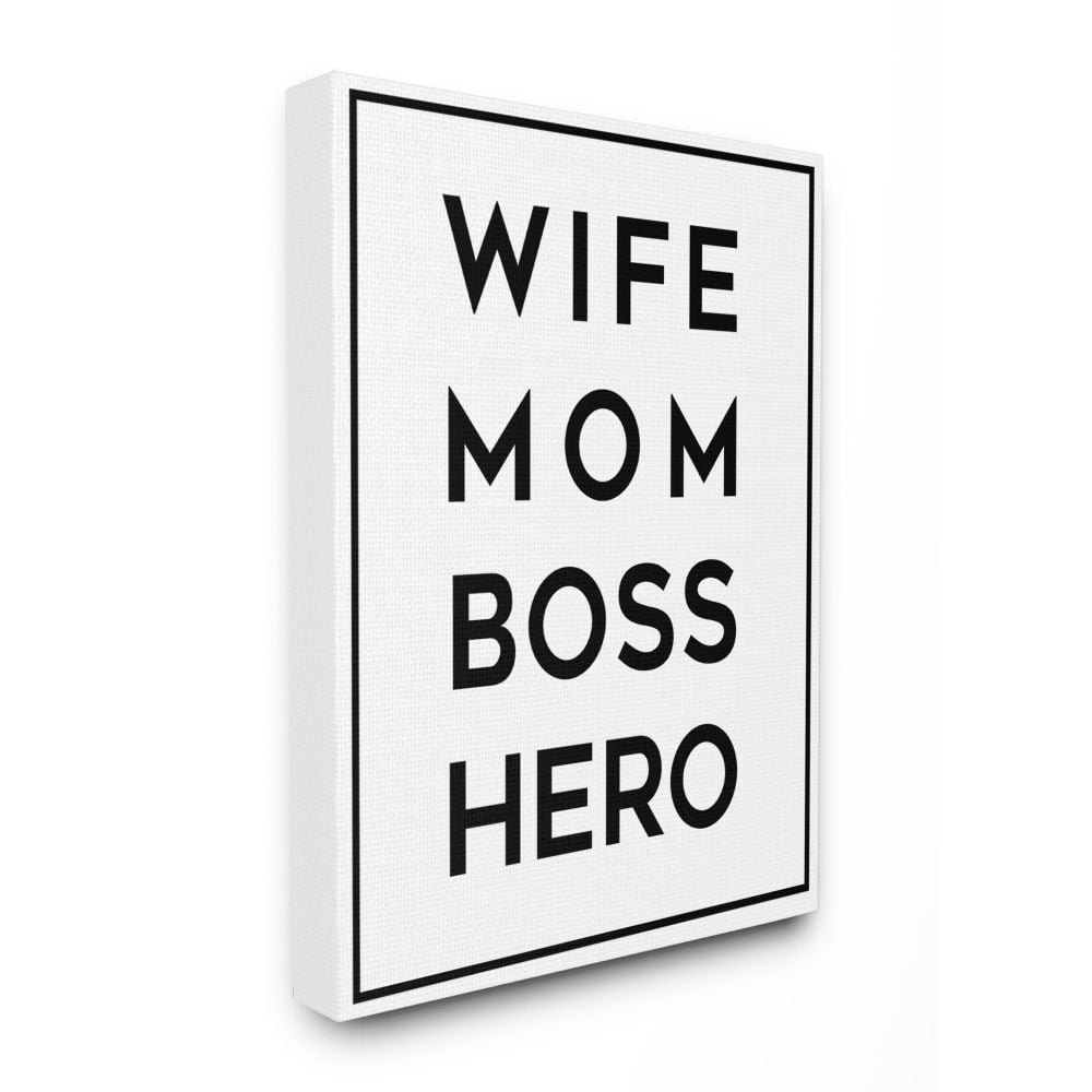 Stupell Industries Wife Mom Family Home Inspirational Word Black And ...