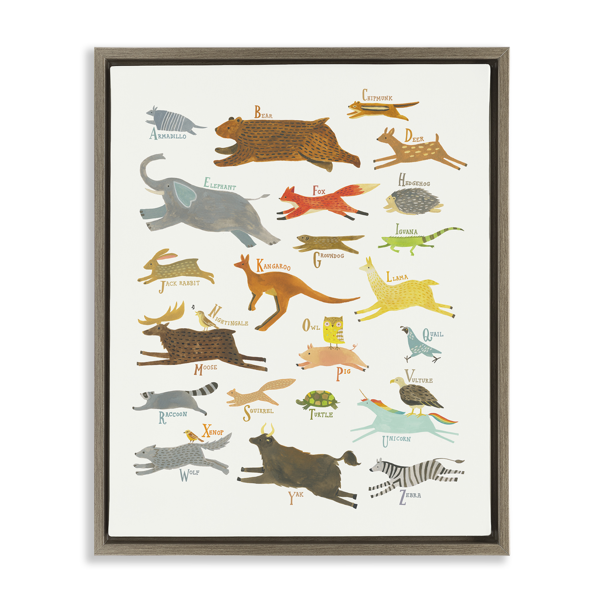 Stupell Industries Wild Animals Alphabet Education Painting Brown ...