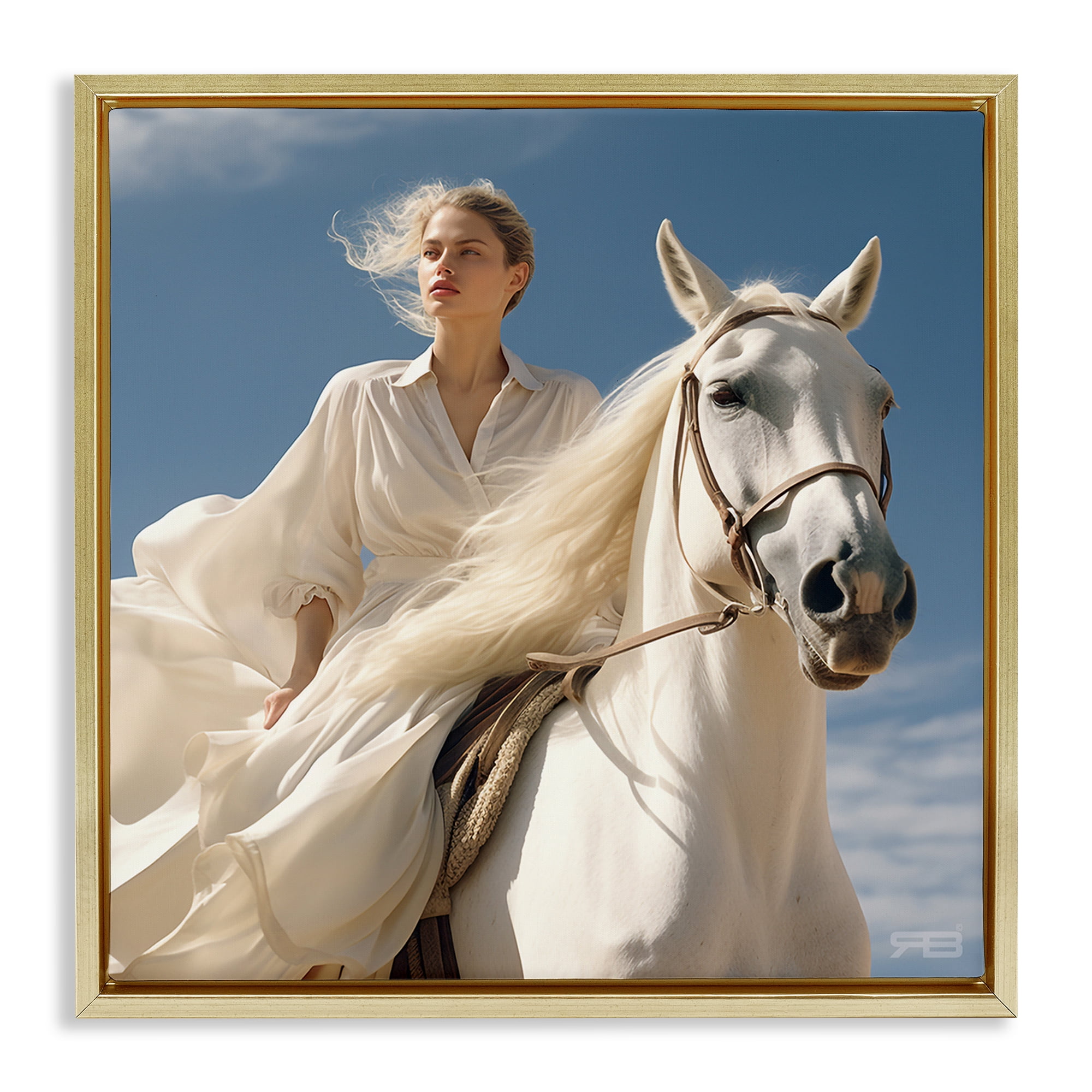 Stupell Industries Windswept Equestrian Girl People Painting Gold ...
