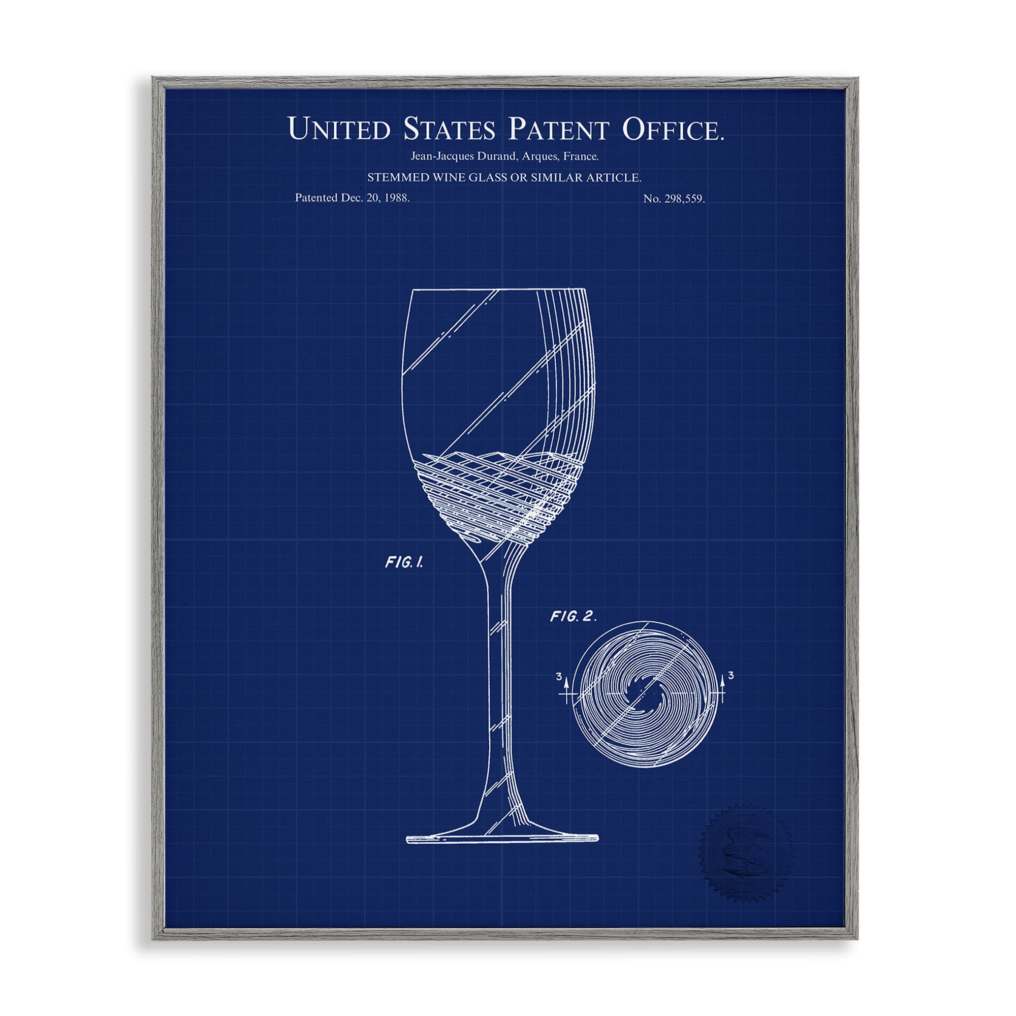 Stupell Industries Wine Glass Blueprint Typography Painting - Walmart.com