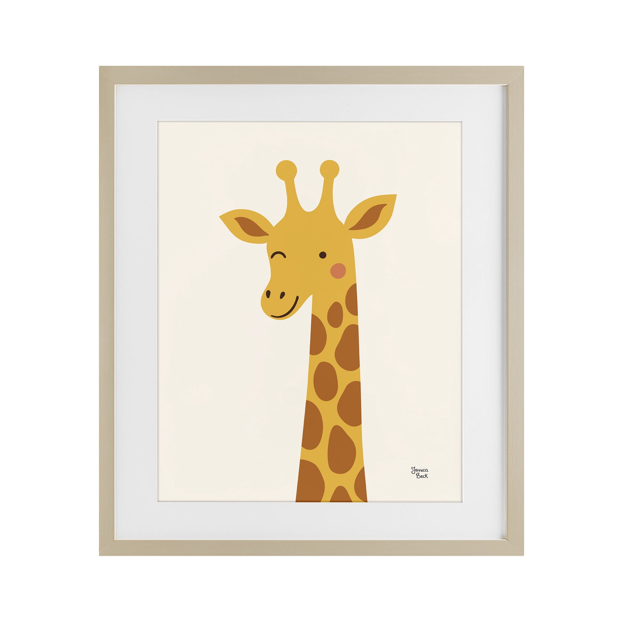 Stupell Industries Winky Giraffe Portrait Birch Framed Print Under ...