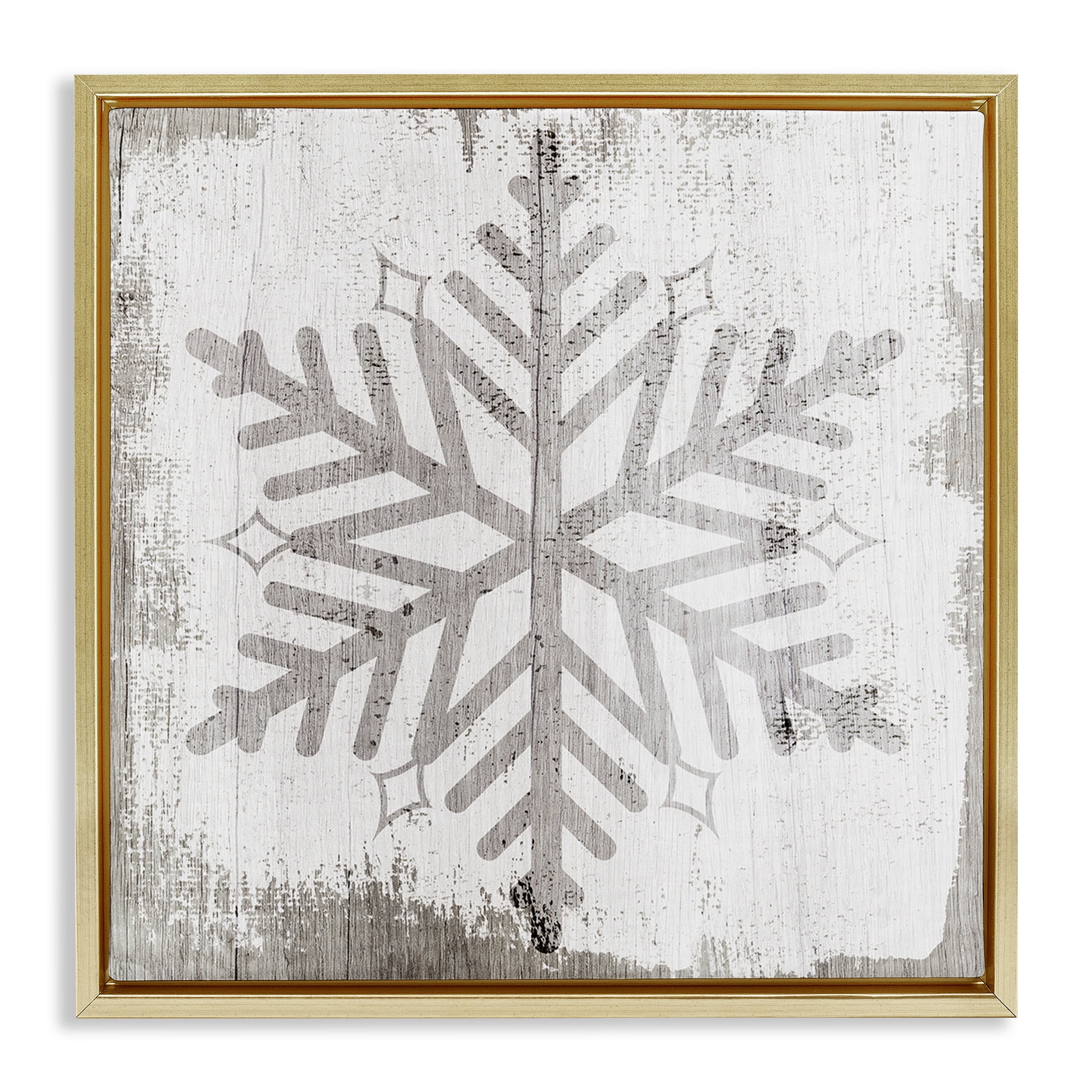 Stupell Industries Winter Nature Snowflake Shape Holiday Painting Gold ...