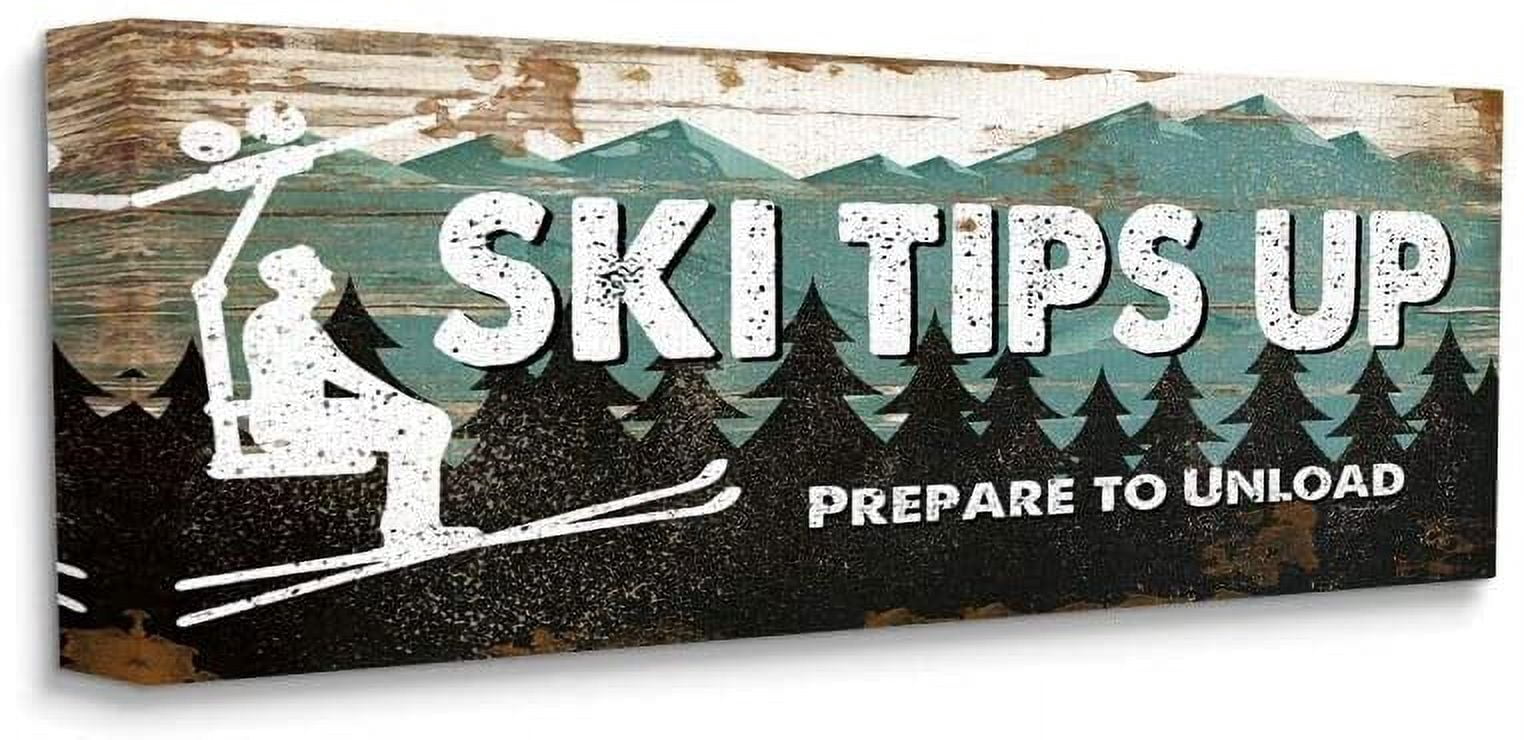 Stupell Industries Winter Rustic Ski Tips Up Sign Mountain Sports ...