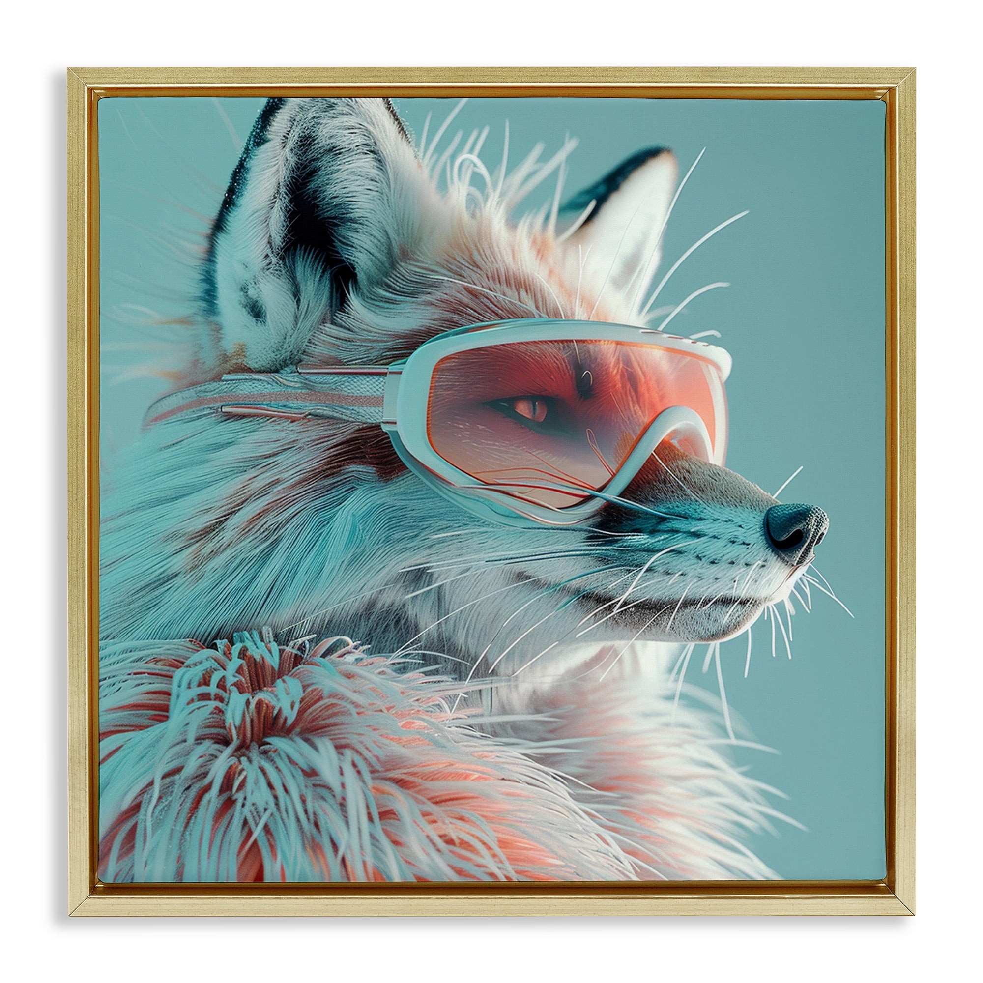 Stupell Industries Winter Whimsy Fox Animals Painting Gold Floater ...