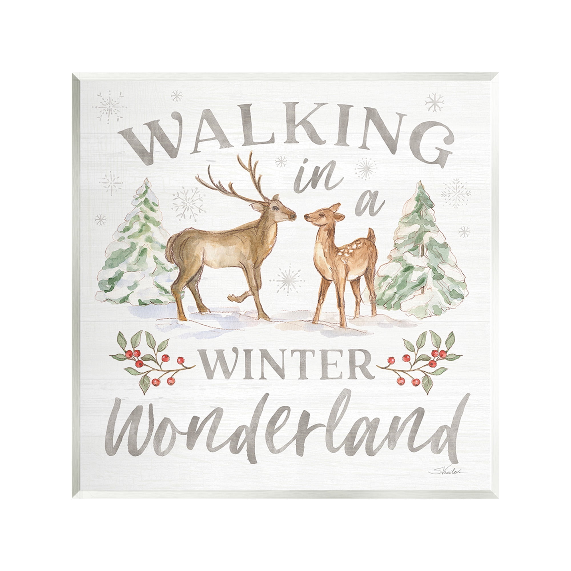 Stupell Industries Winter Wonderland Snow Scene Holiday Painting ...