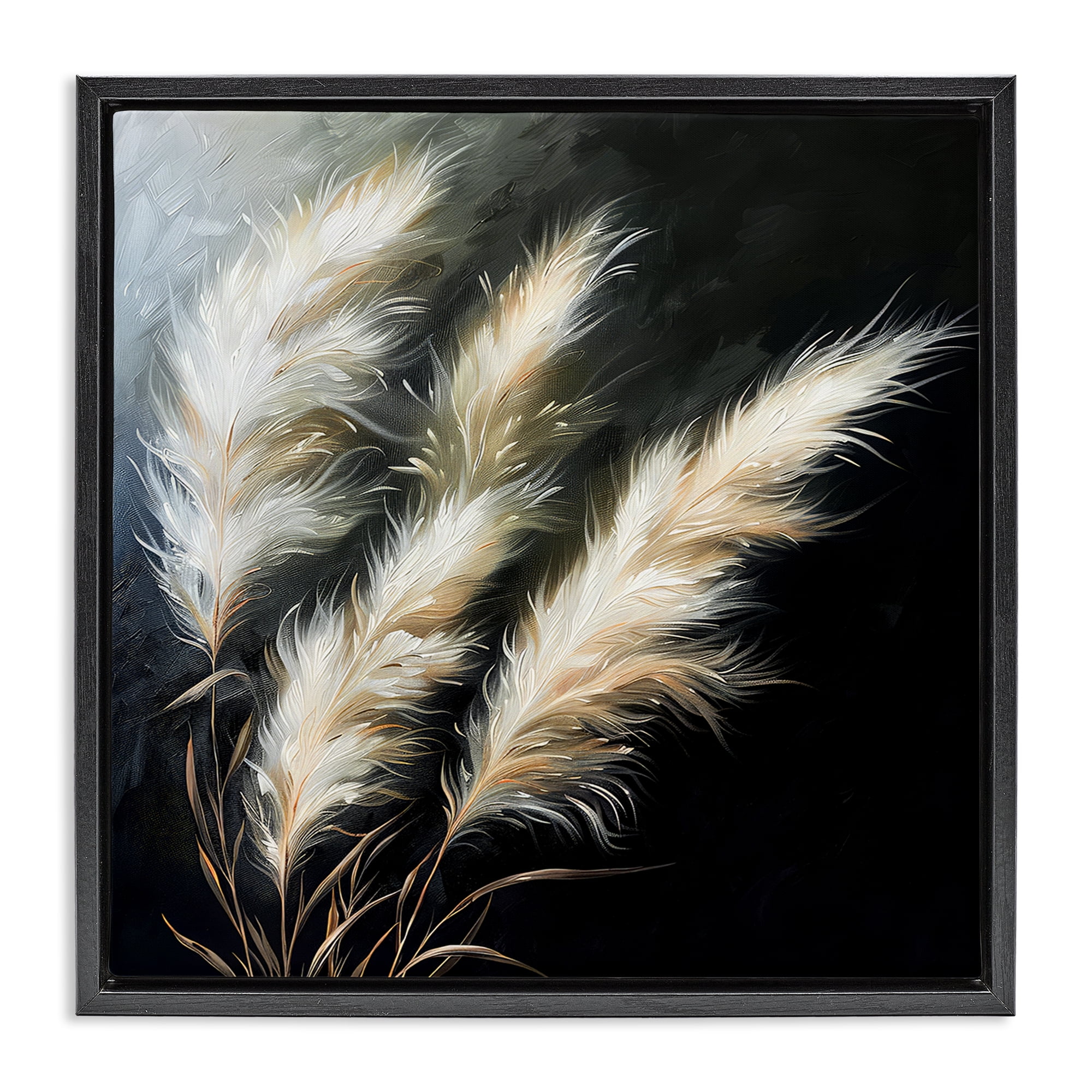 Stupell Industries Wispy Wheat Stalks Plants & Flowers Painting Black ...