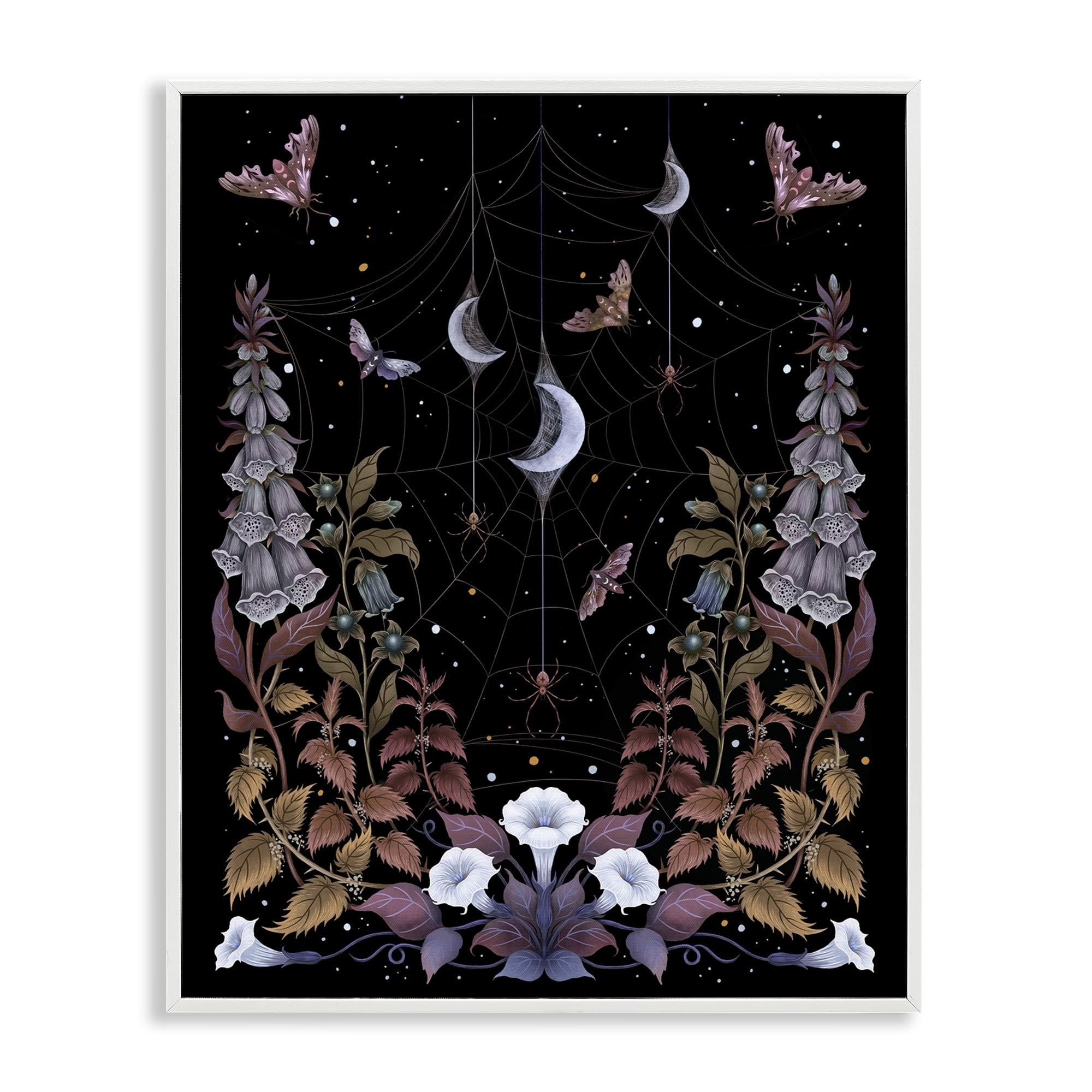 Stupell Industries Witch Garden with Spider Webs White Framed Giclee ...