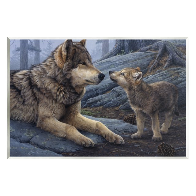 Stupell Industries Wolf & Cub Woodland Forest Art Print - Walmart.com