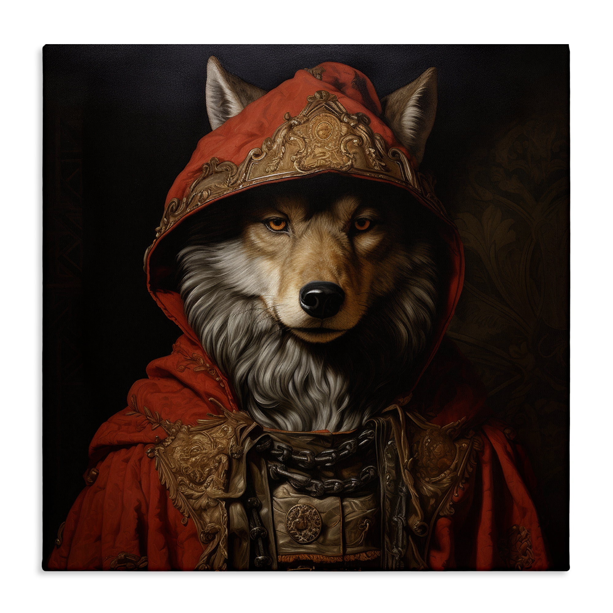 Stupell Industries Wolf with Red Cloak Canvas Art Print, 30 x 30, Ready ...