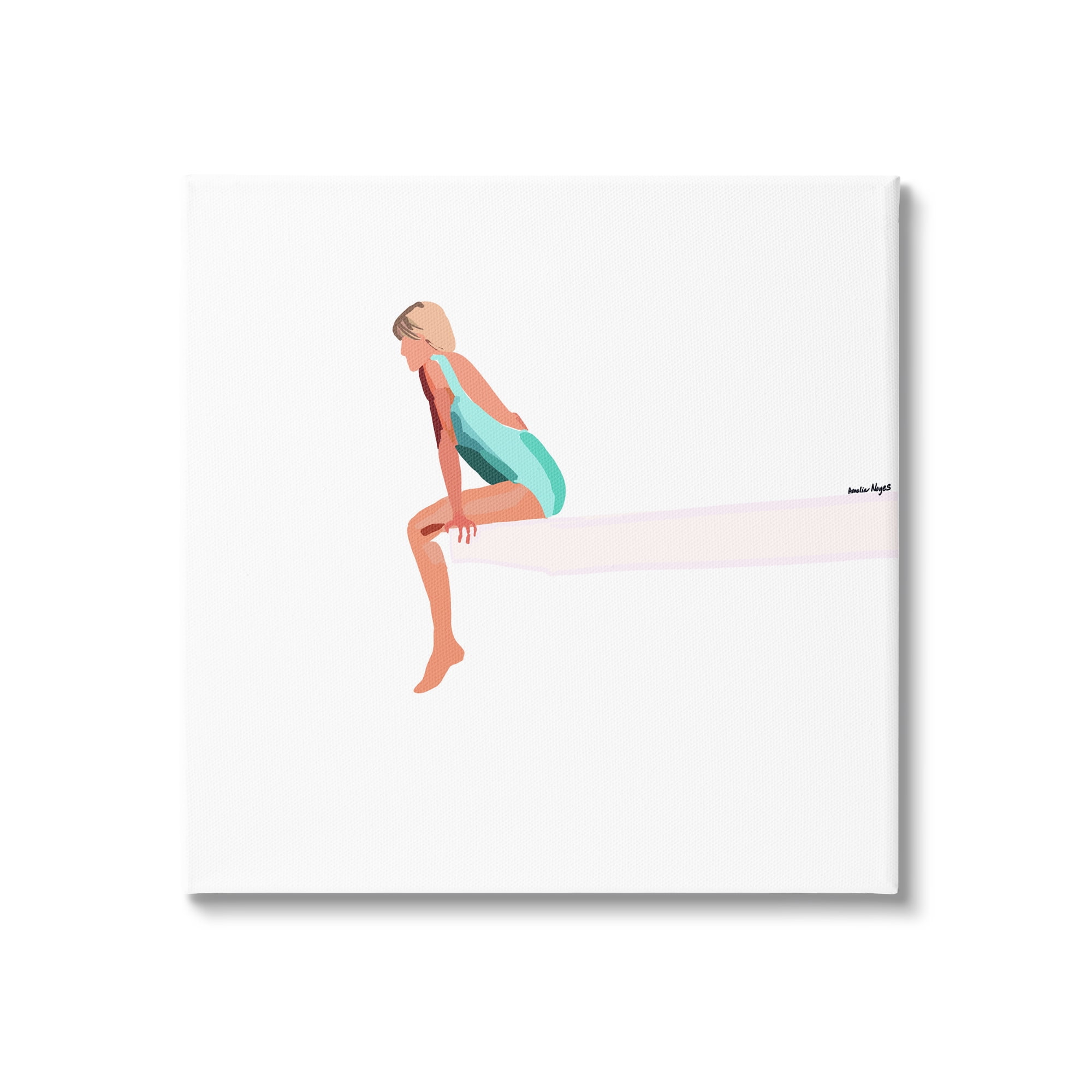 Woman Sitting Diving Board Canvas Print - Beach Pool Art - Walmart.com