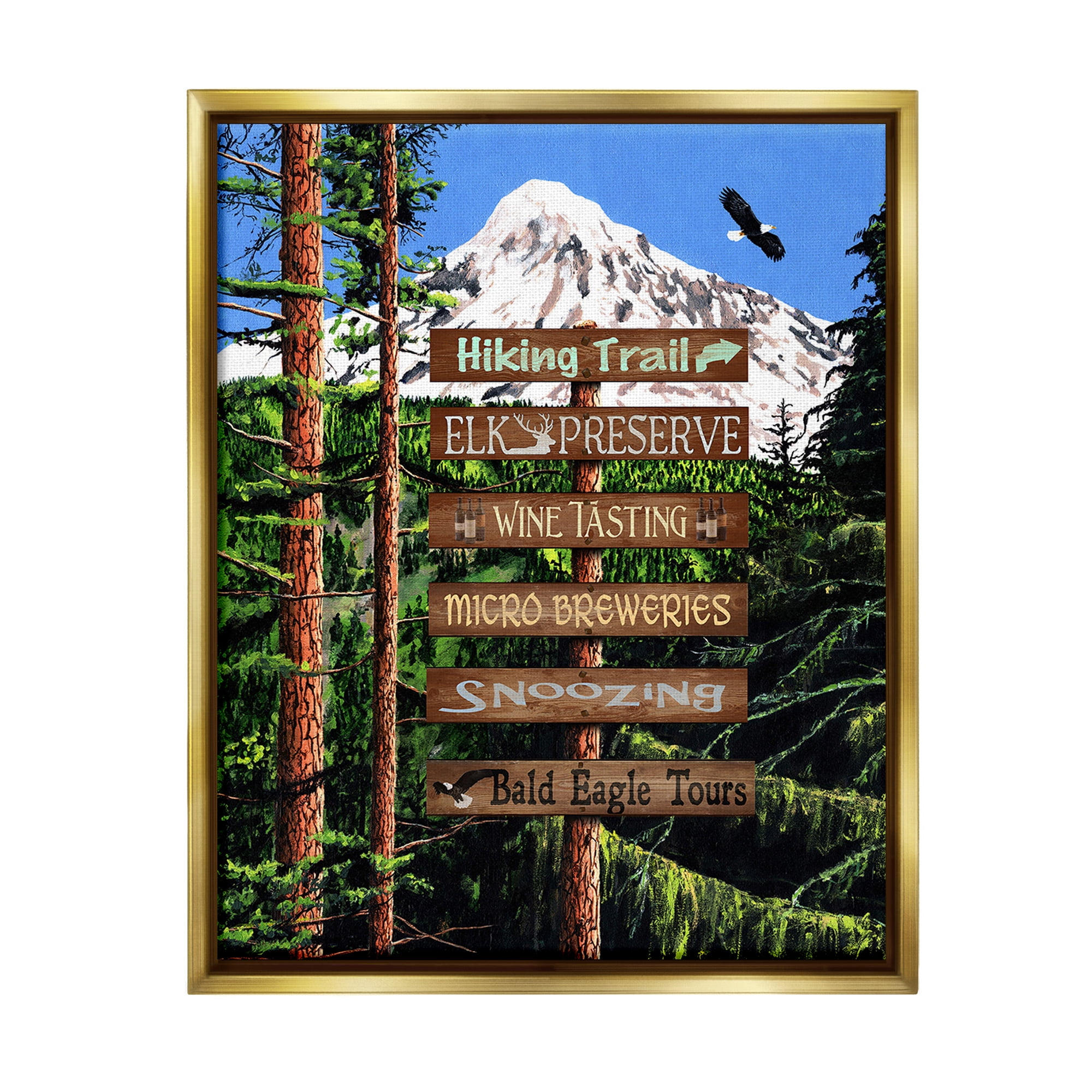 Stupell Industries Woodland Activities Sign Landscape Painting Gold ...