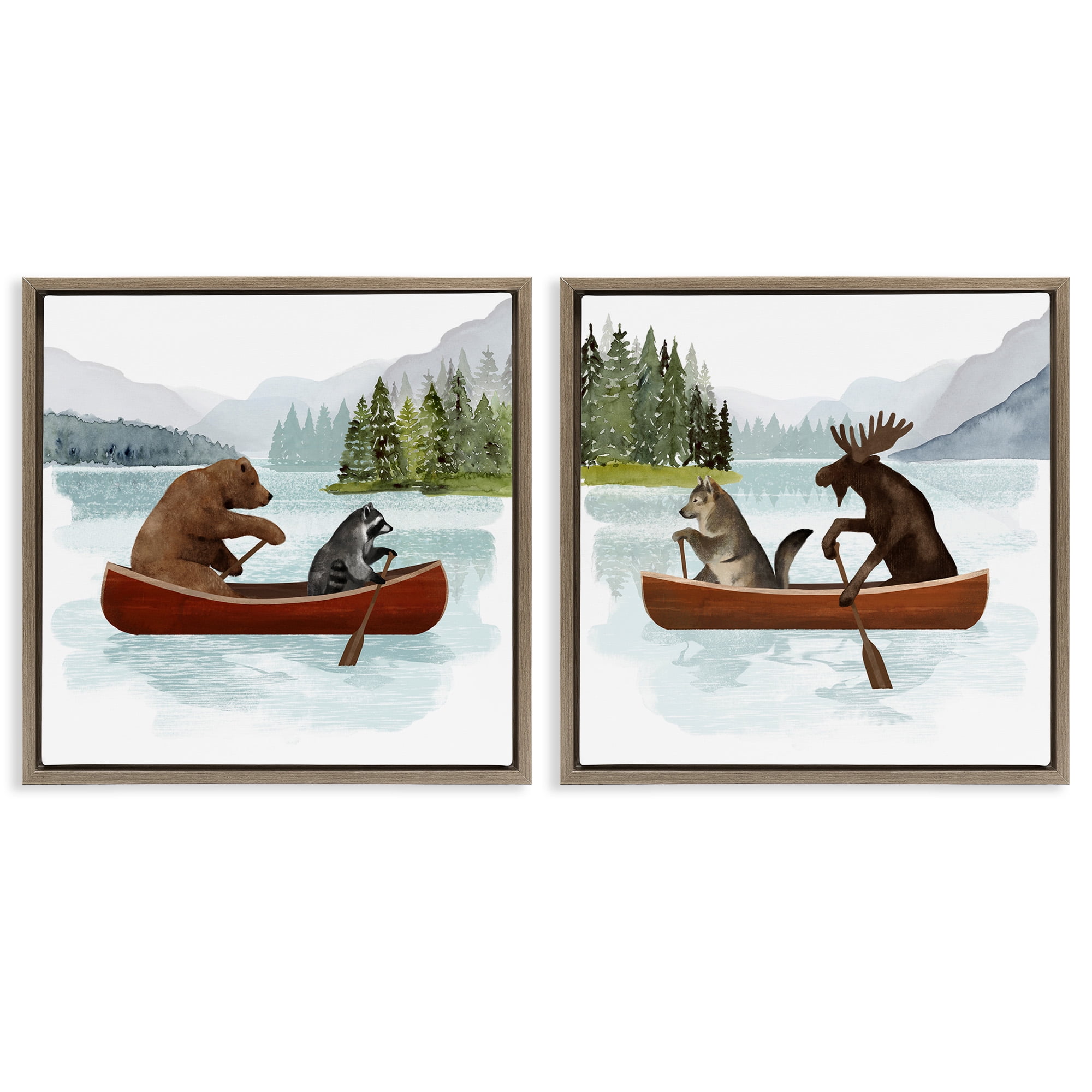 Stupell Industries Woodland Animals on Canoes Animals & Insects ...
