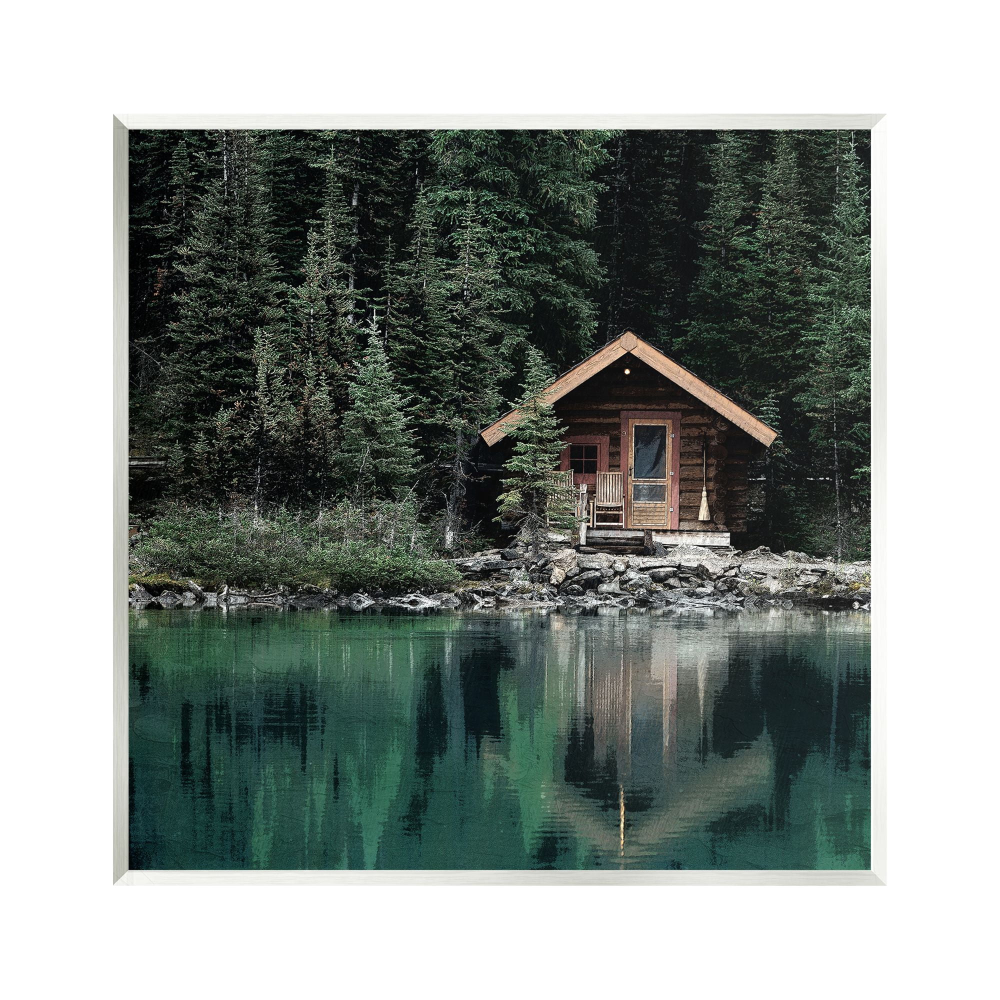 Stupell Industries Woodland Cabin Reflection Landscape Photography ...