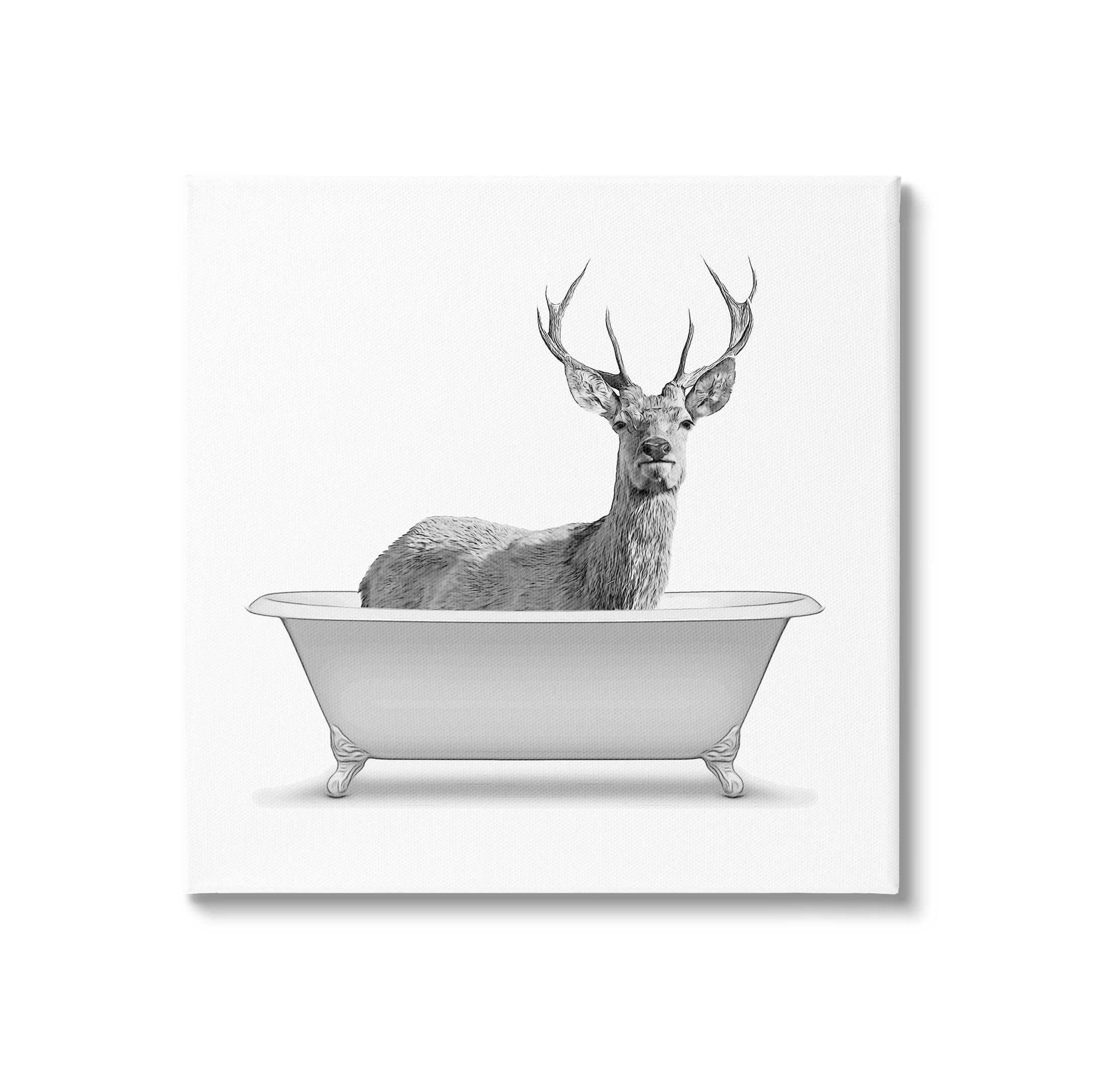 Stupell Industries Woodland Deer Antique Bath Tub Graphic Art Gallery ...