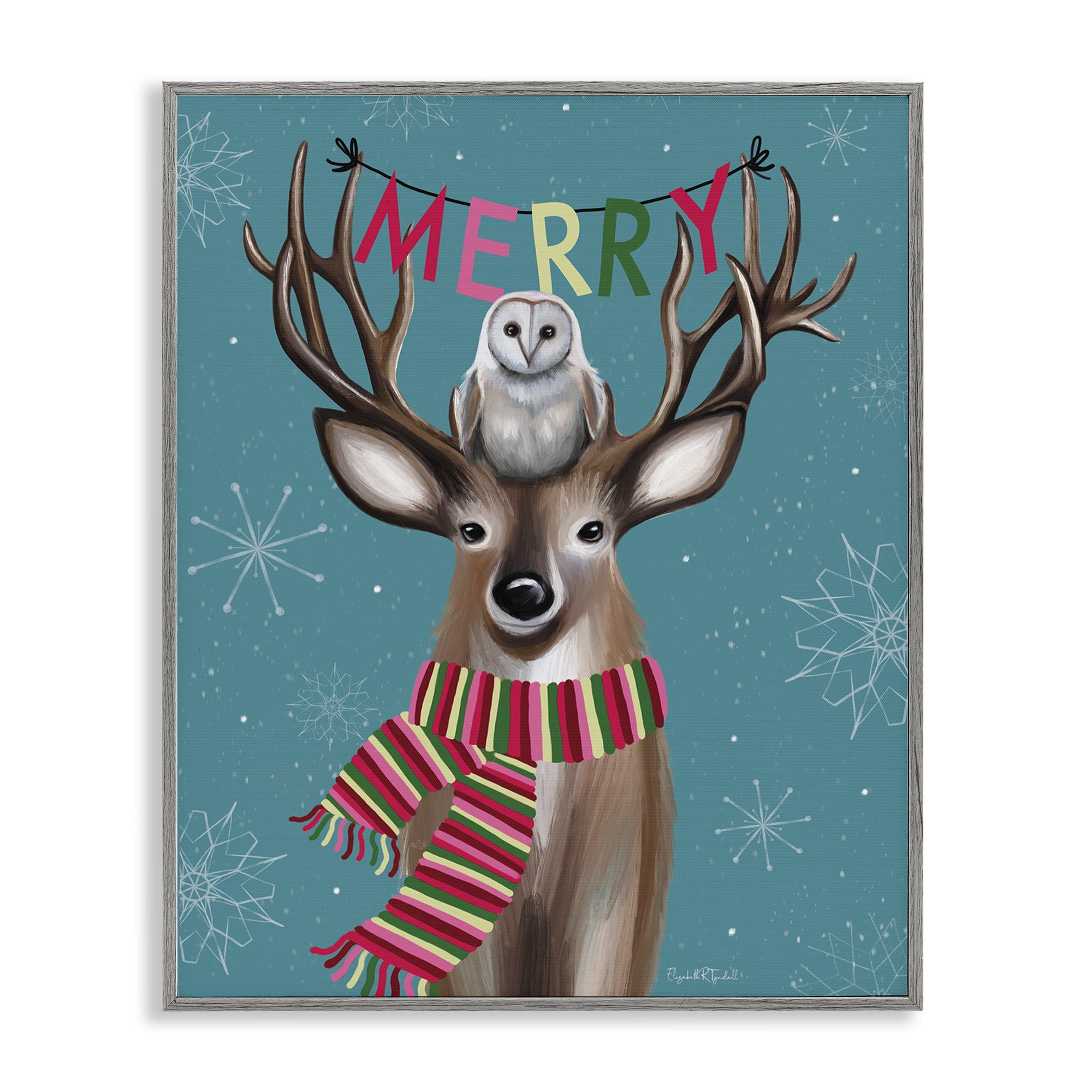 Stupell Industries Woodland Merry Creatures Holiday Painting Gray ...