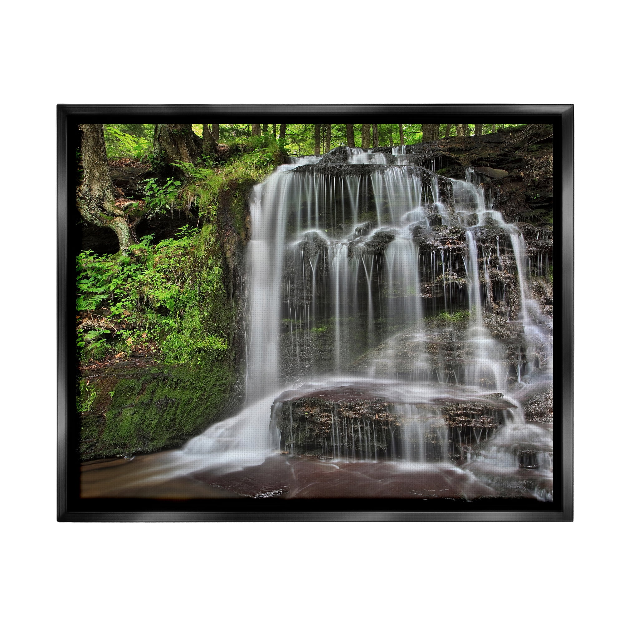Stupell Industries Woodland Waterfall Nature Creek Landscape ...