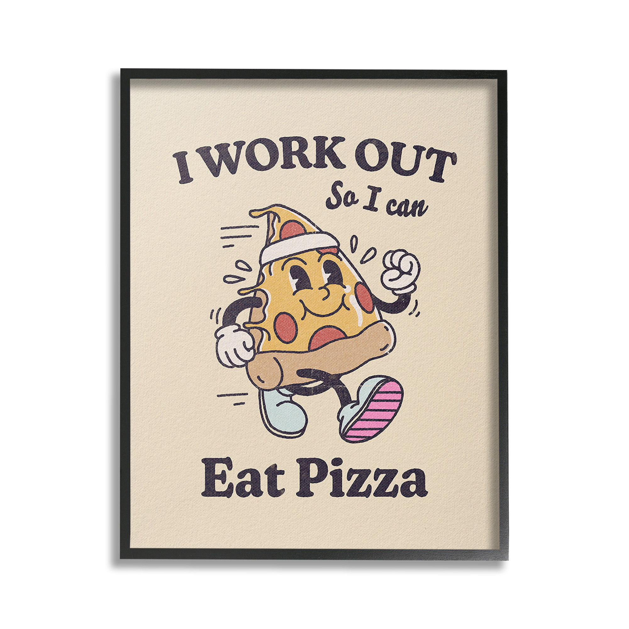 Stupell Industries Work Out To Eat Pizza Food & Beverage Painting Black ...