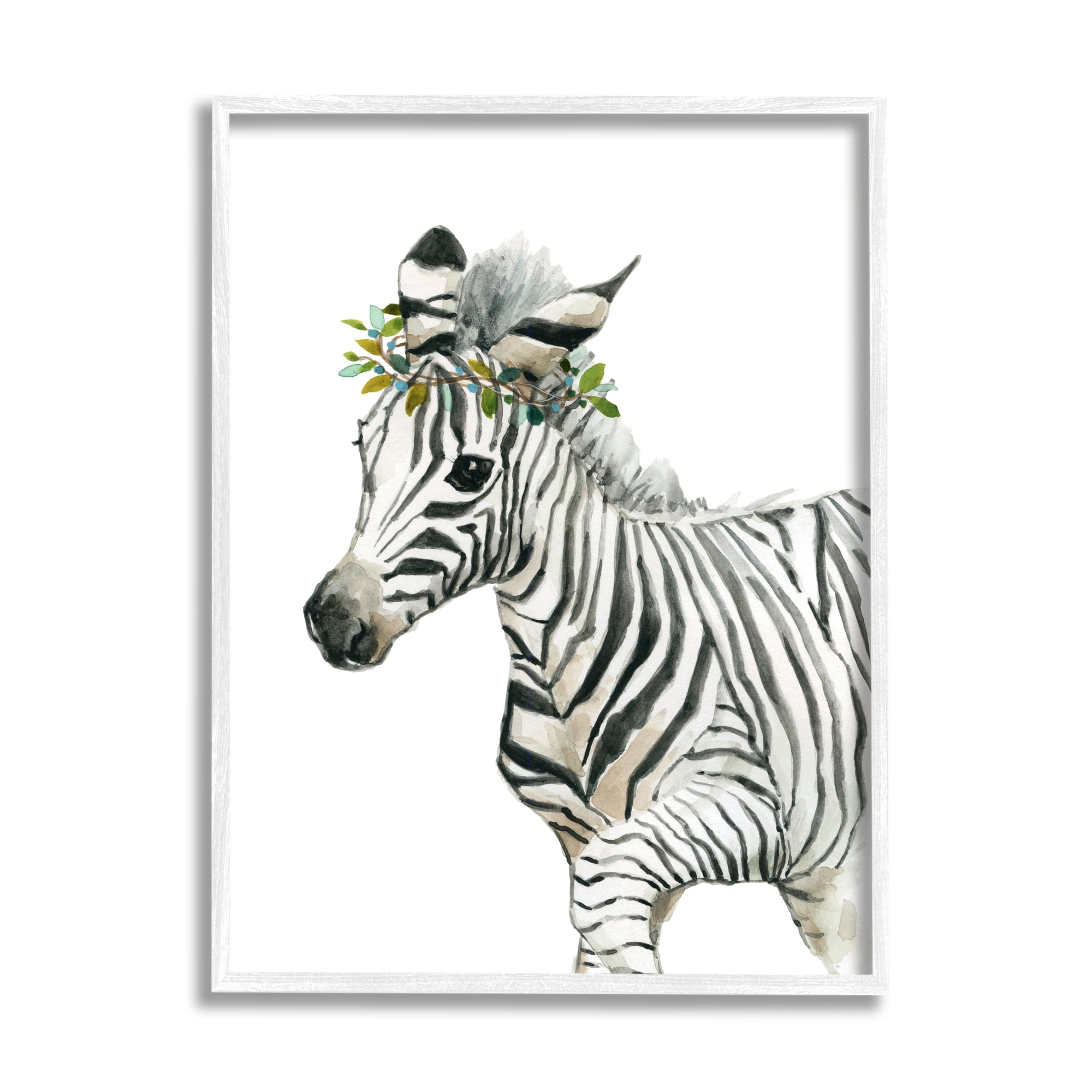 Stupell Industries Young Zebra Boho Fashion Chic Forest Crown Animals ...