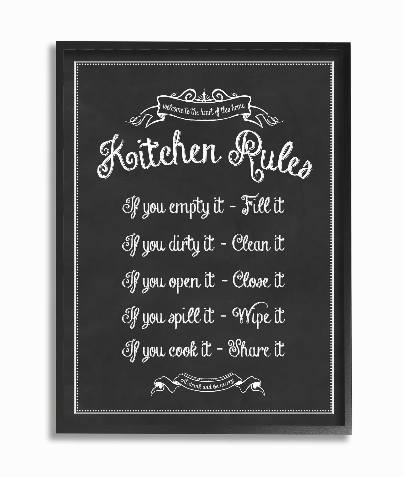 Stupell Industries Kitchen Rules Chalkboard Sign - 16 x 20 Inch Frame ...